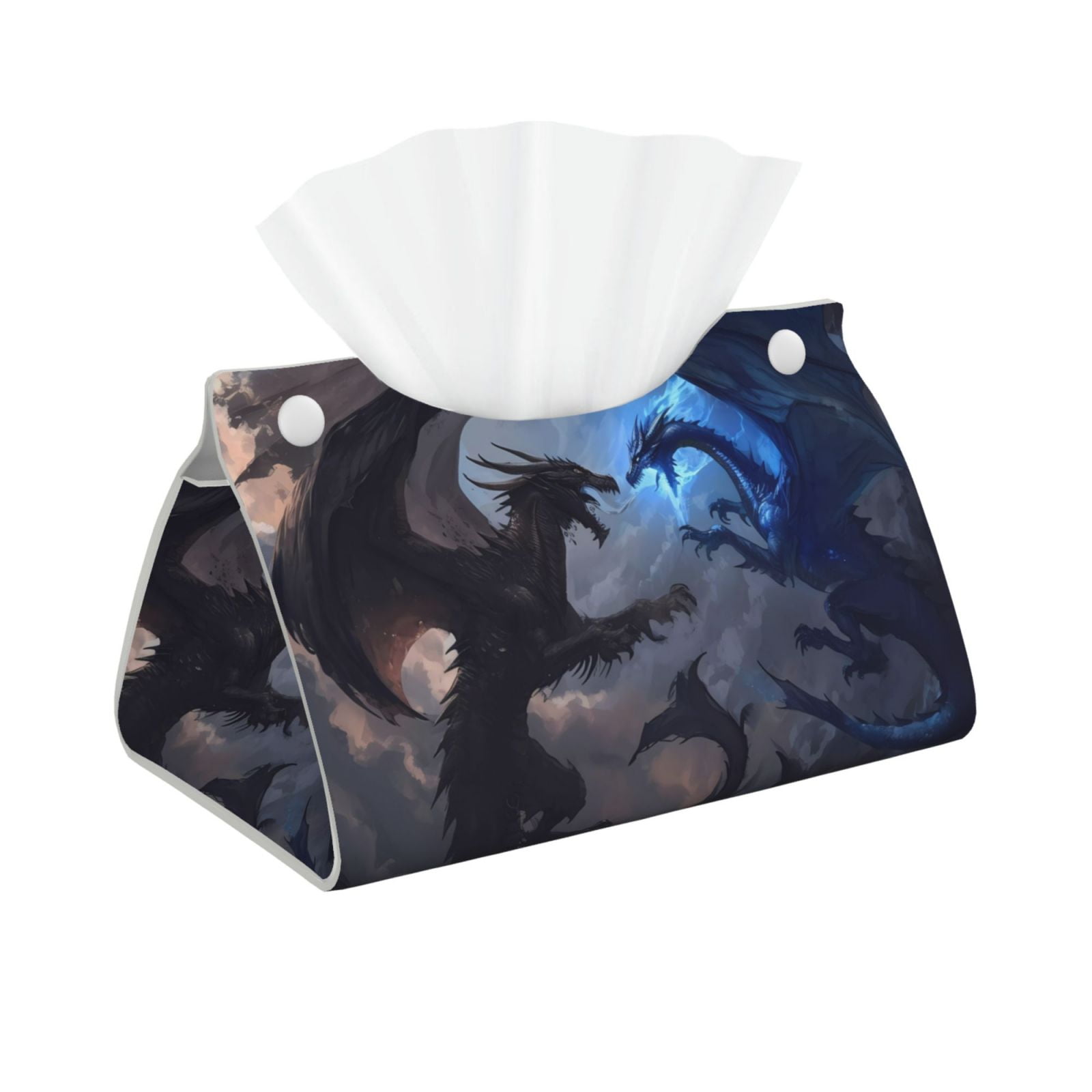 Sikiie Black And Blue Lightning Dragon Leather Tissue Box Cover ...