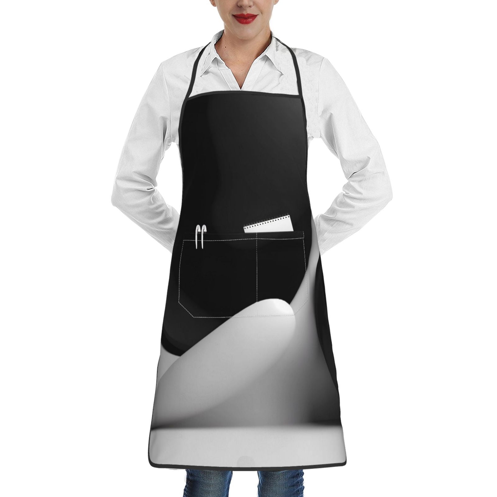 Sikiie Black White Fluid Sculpture Aprons for Kitchen Cooking Aprons ...