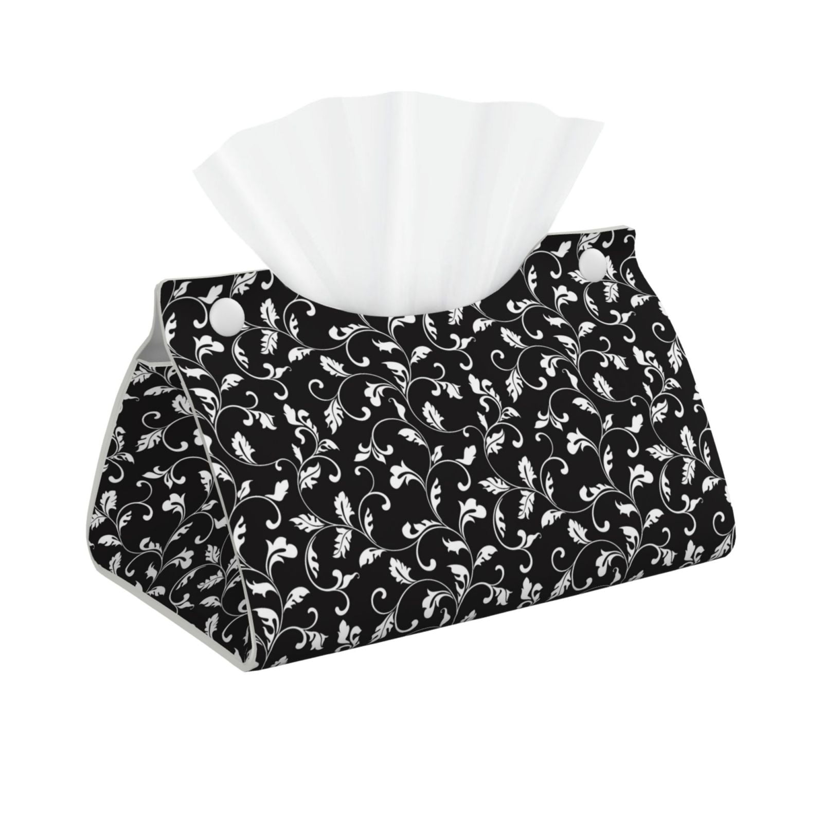 Sikiie Black White Leaves Leather Tissue Box Cover Rectangle, Long ...