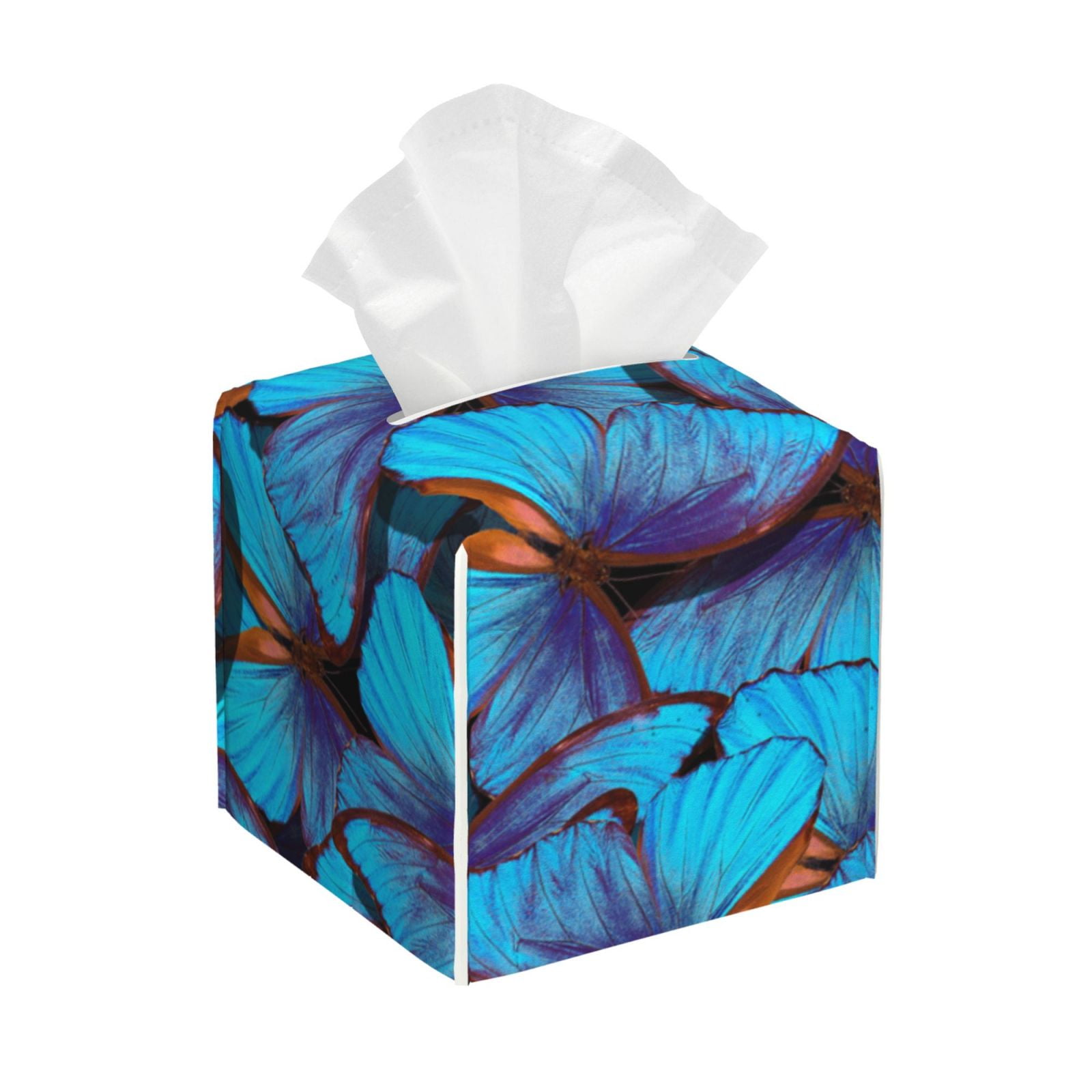 Sikiie Blue Butterflies Leather Tissue Box Cover Square, tissue box ...
