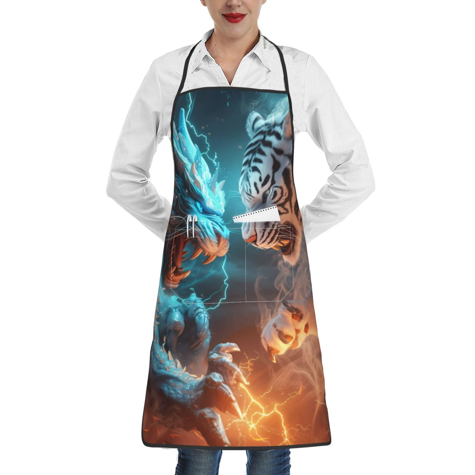 Sikiie Blue Dragon And White Tiger Aprons for Kitchen Cooking Aprons ...