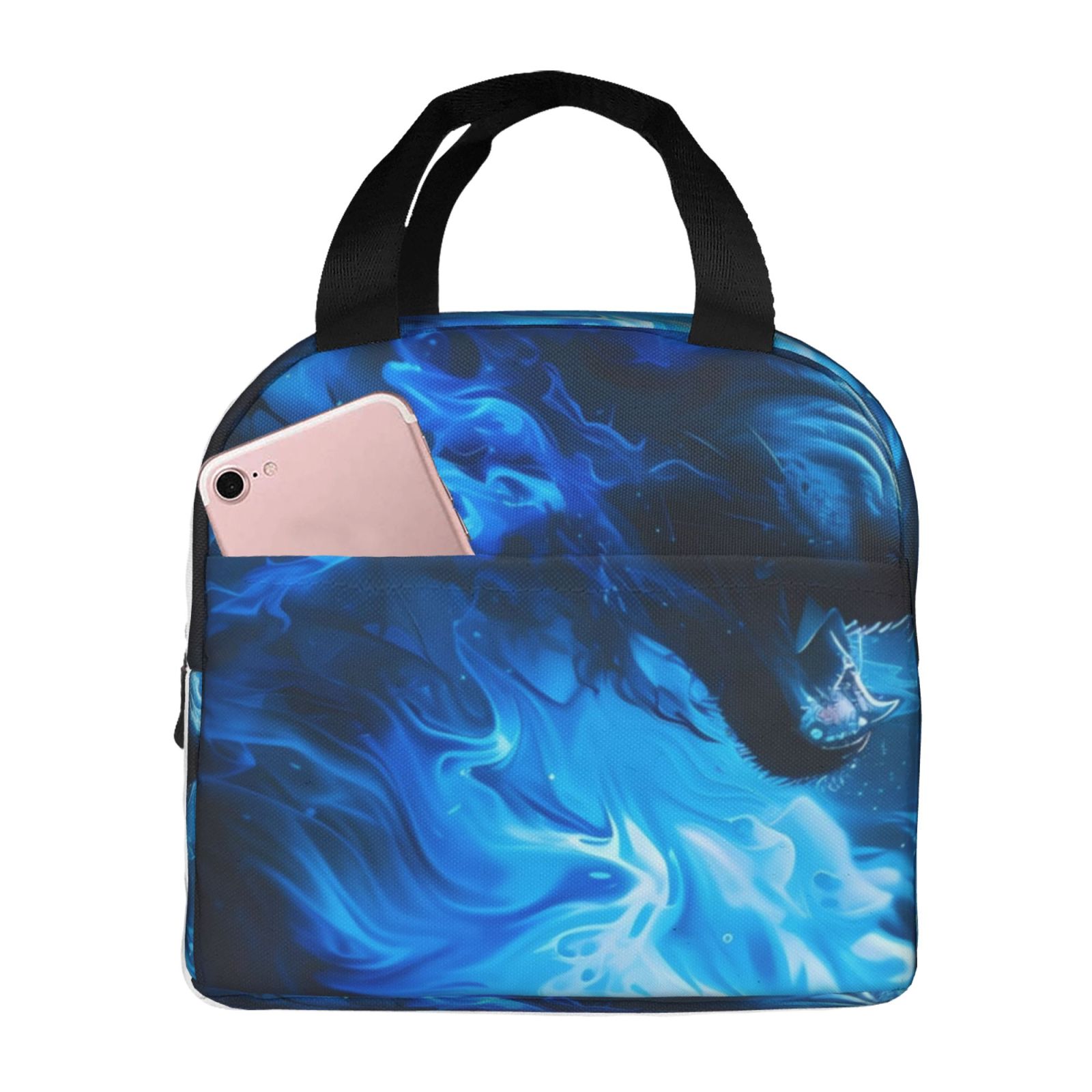 Sikiie Blue Fire Cool Wolf Lunch Bag for Women & Men Adult Insulated ...