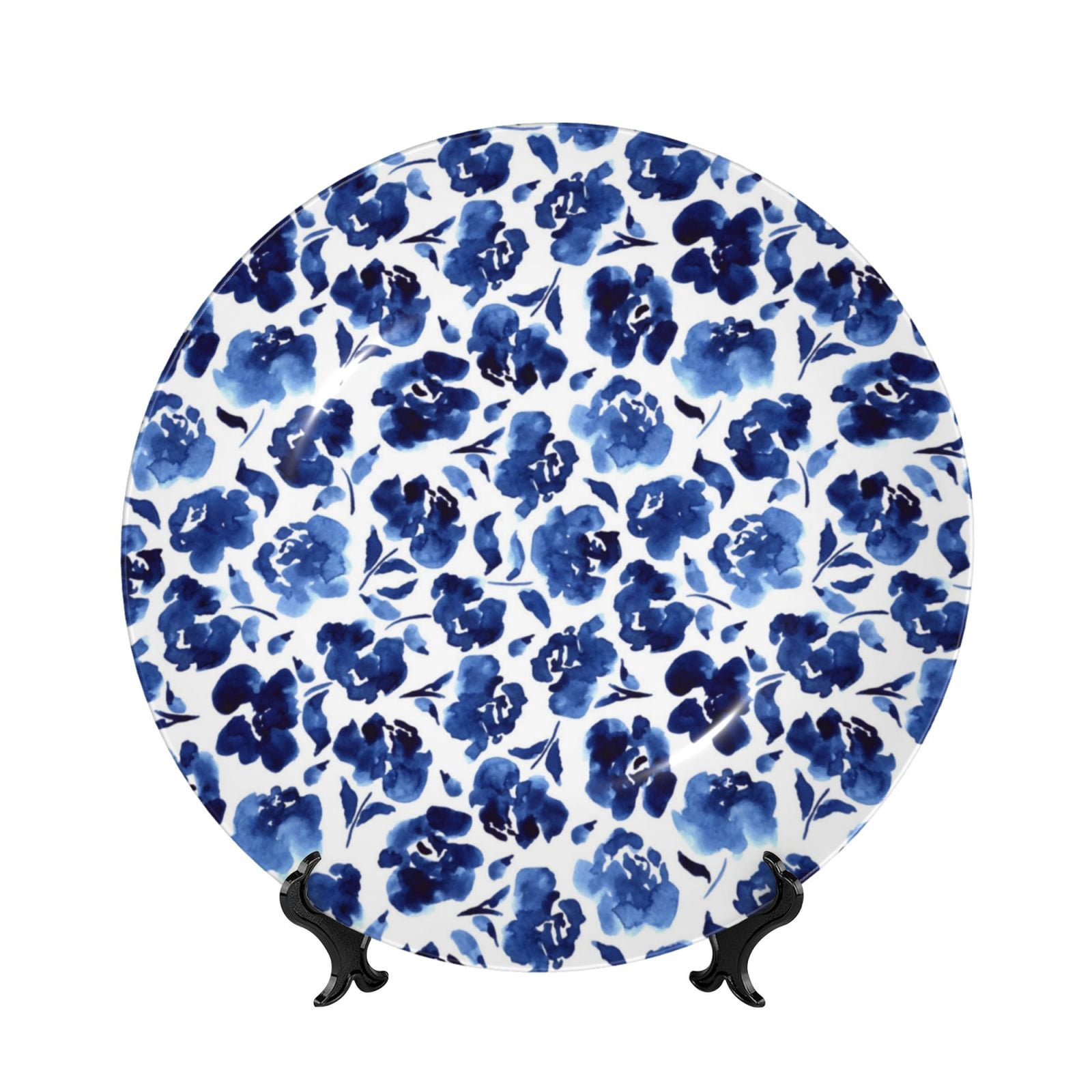 Sikiie Blue Roses Bone China Decorative Plate Personality Ceramic ...