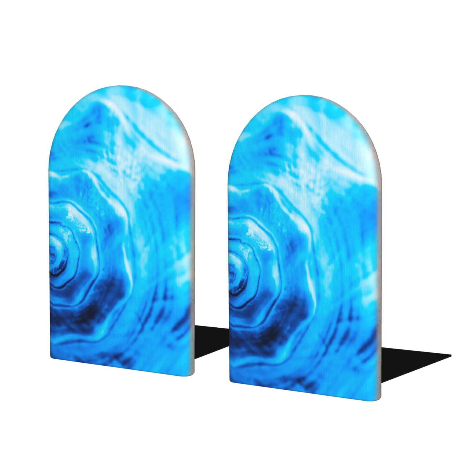 Sikiie Blue Shell Bookends 1 Pair, Wood Bookends for Shelves, Book Ends ...