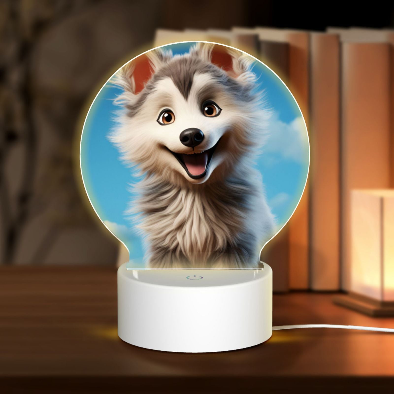 Sikiie Blue Sky Cute Wolf Acrylic Night Light Gift Custom Acrylic Night ...