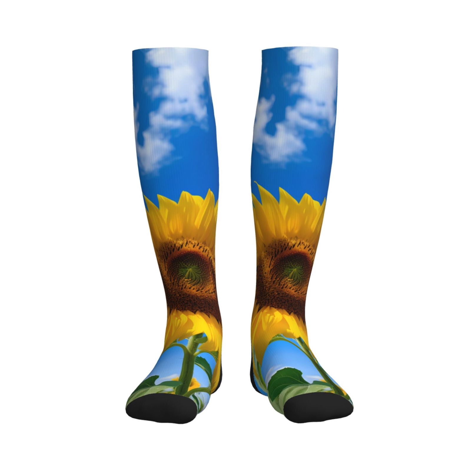 Sikiie Blue Sky Sunflower 1 Pairs Compression Socks for Men and Women ...