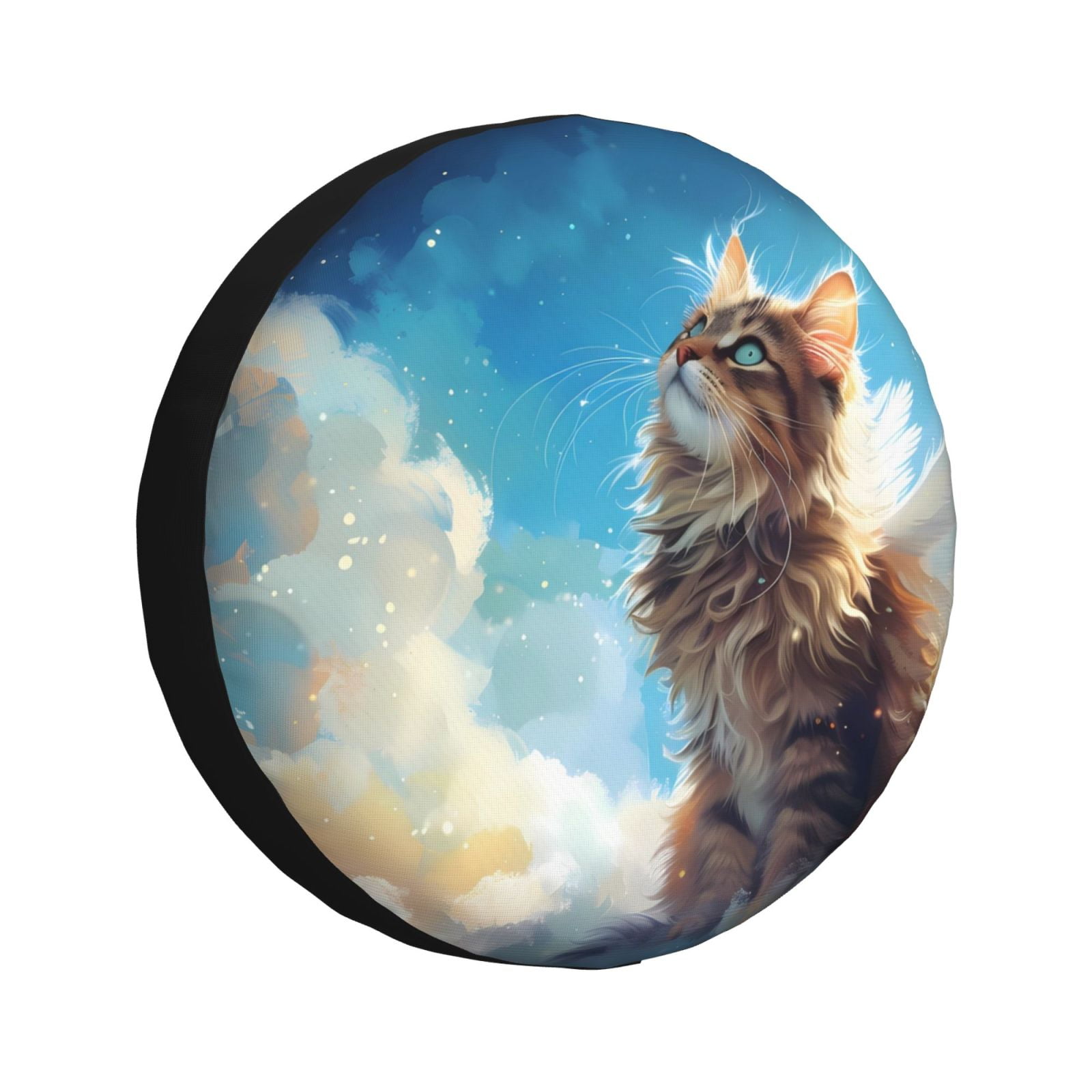 Sikiie Blue Sky Winged Cat PVC Leather Spare Tire Wheel Cover Spare ...