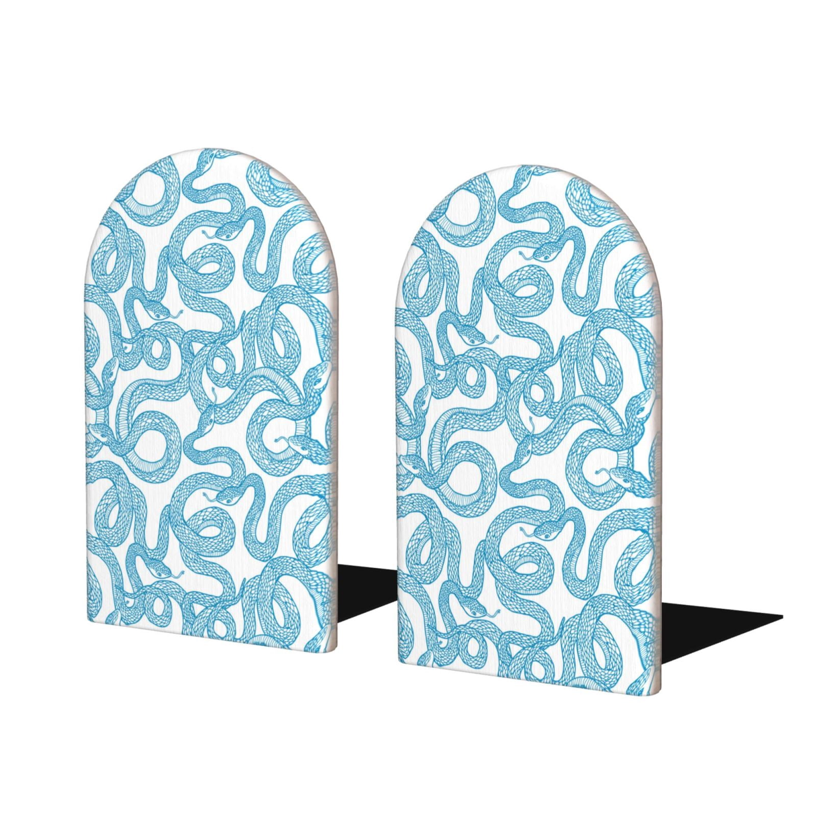 Sikiie Blue Snake Bookends 1 Pair, Wood Bookends for Shelves, Book Ends ...
