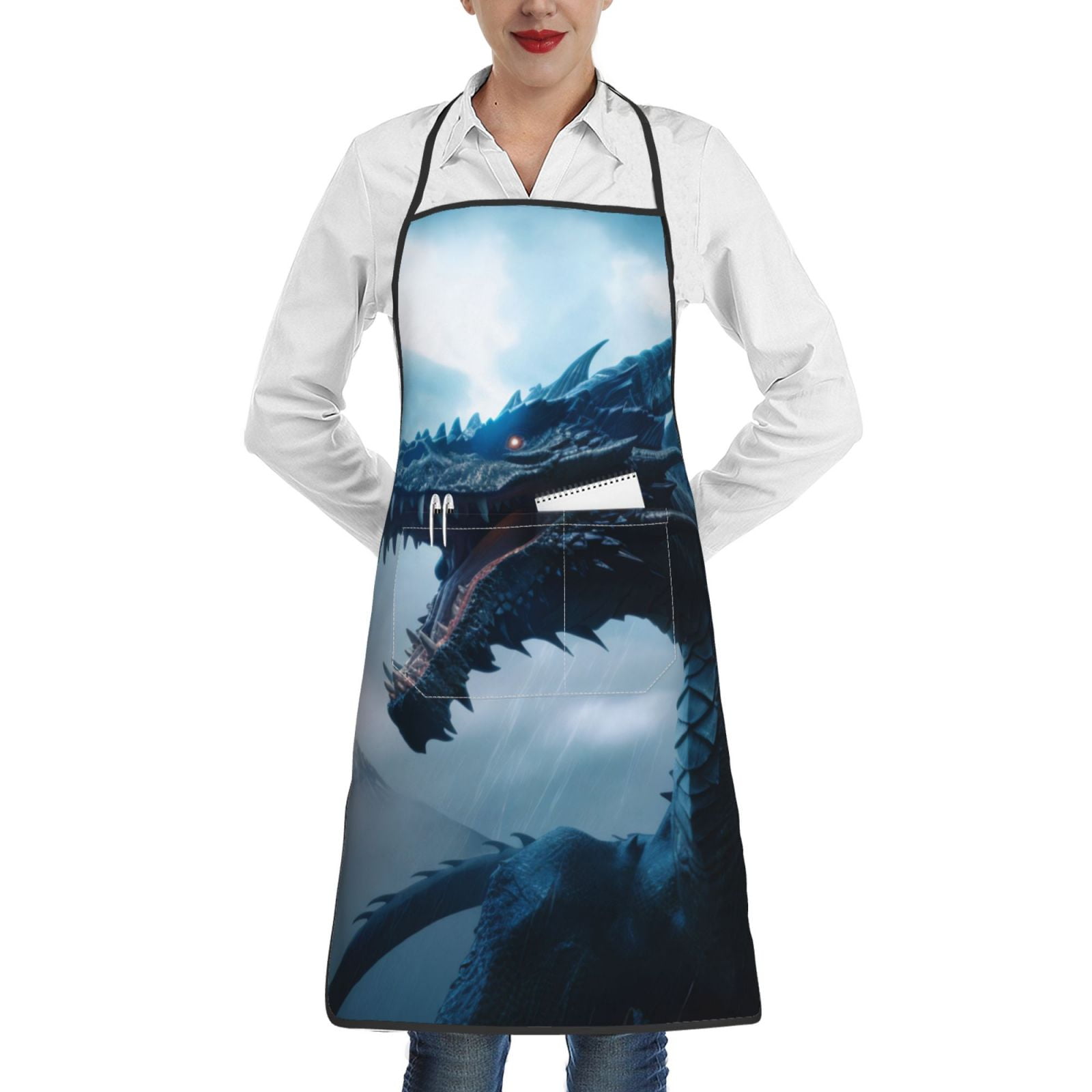 Sikiie Blue Thunder Storm Dragon Aprons for Kitchen Cooking Aprons ...