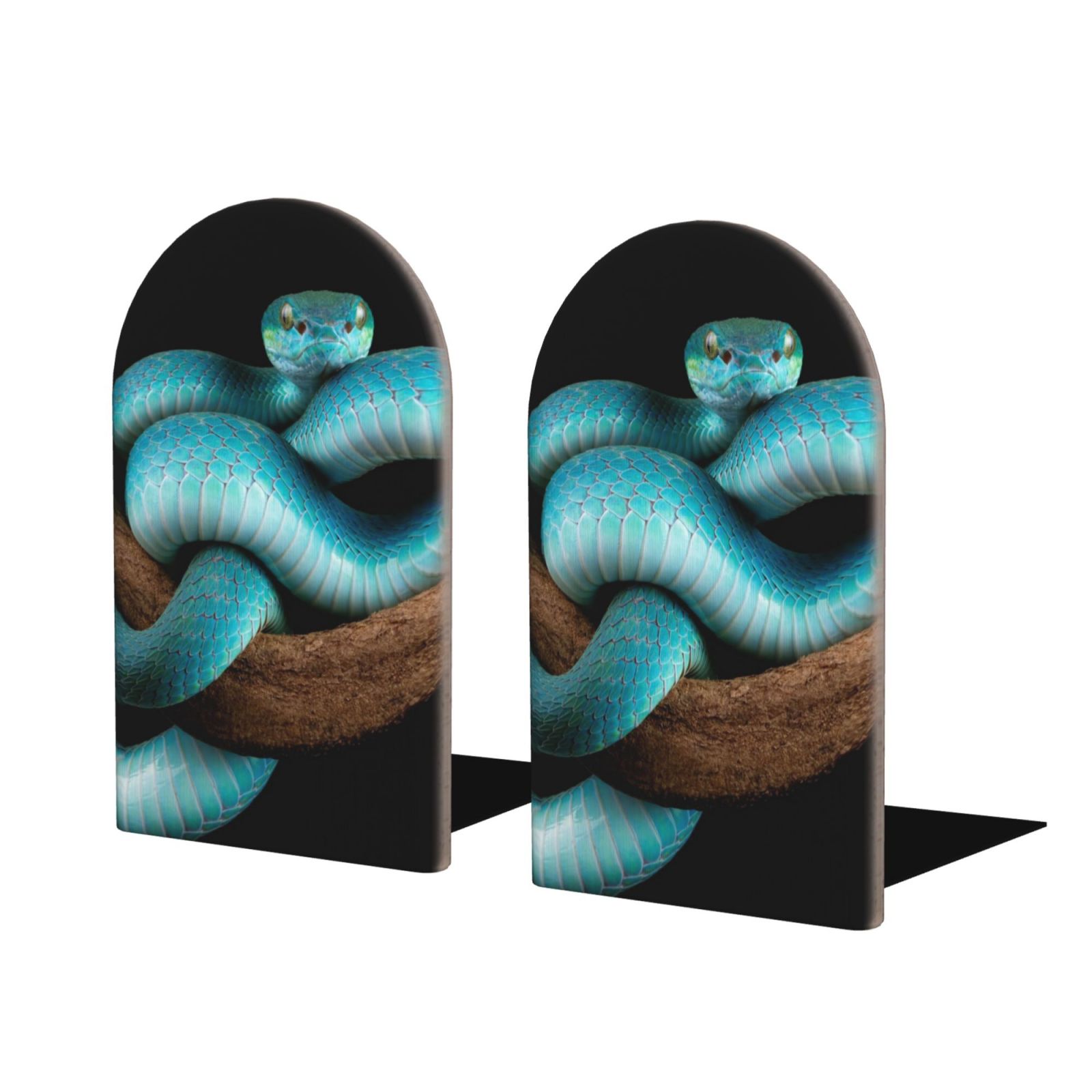 Sikiie Blue Viper Snake Bookends 1 Pair, Wood Bookends for Shelves ...