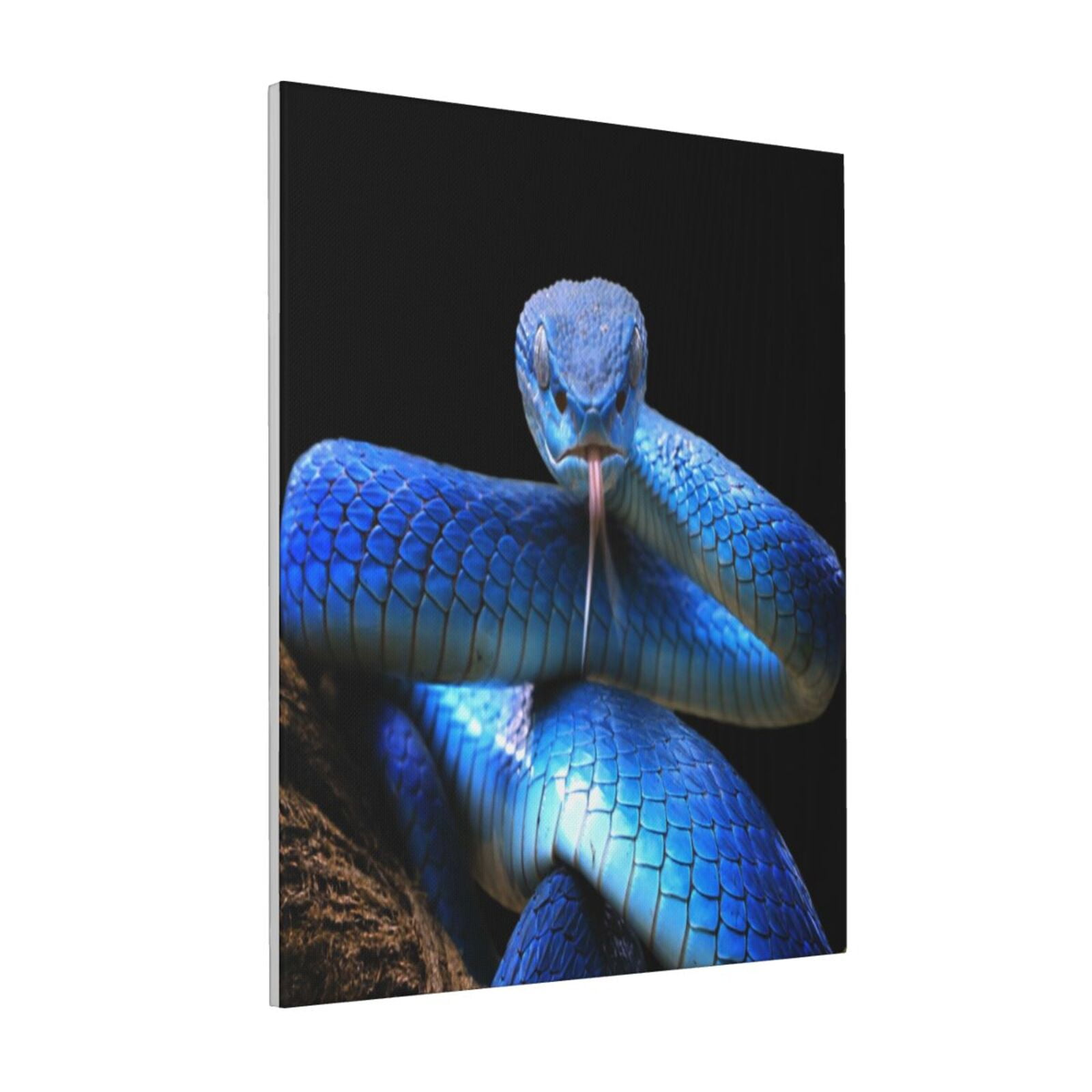 Sikiie Blue Viper Snake Print Canvas Decorative Hanging Painting, Anti ...