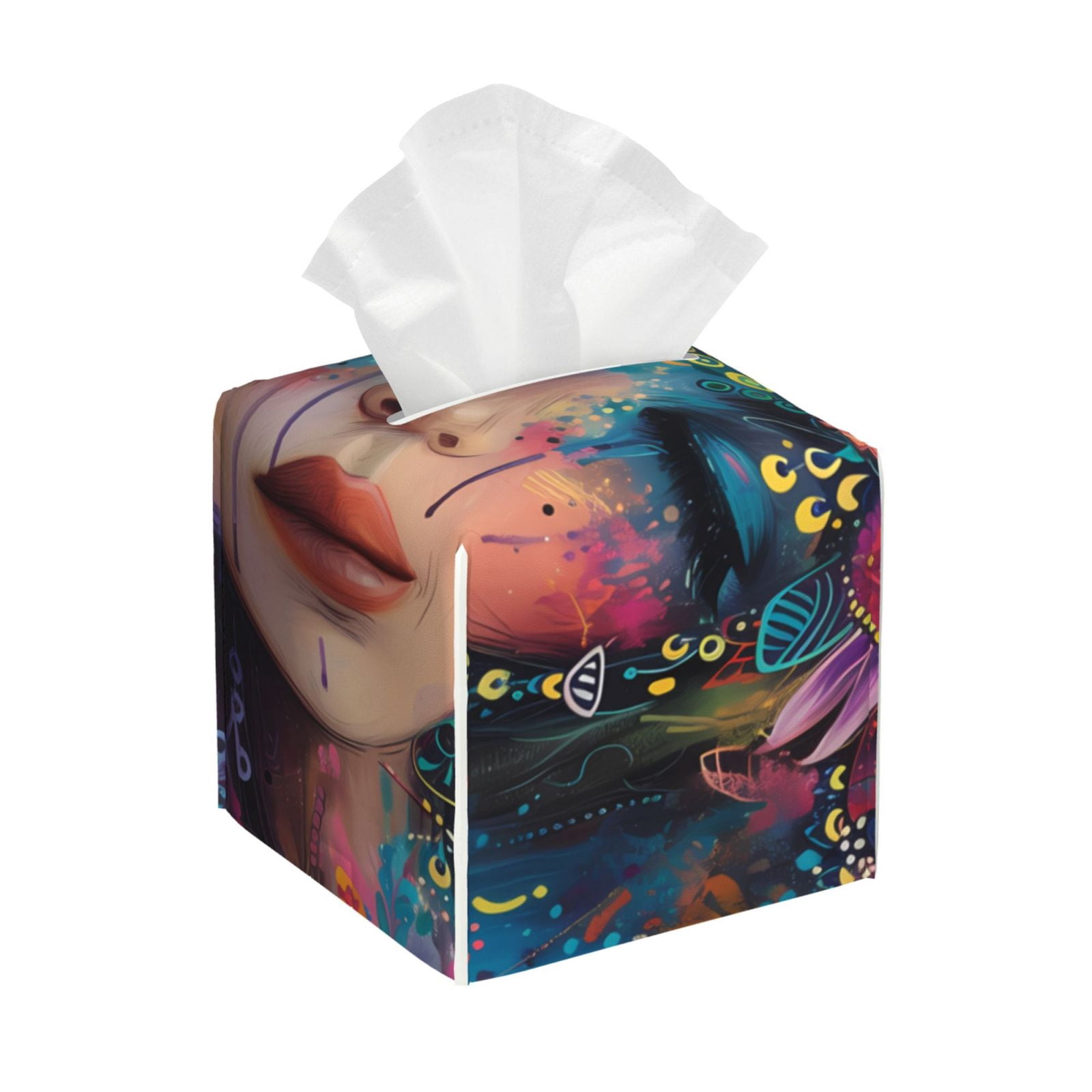 Sikiie Bohemian Colorful Flower Woman Leather Tissue Box Cover Square ...