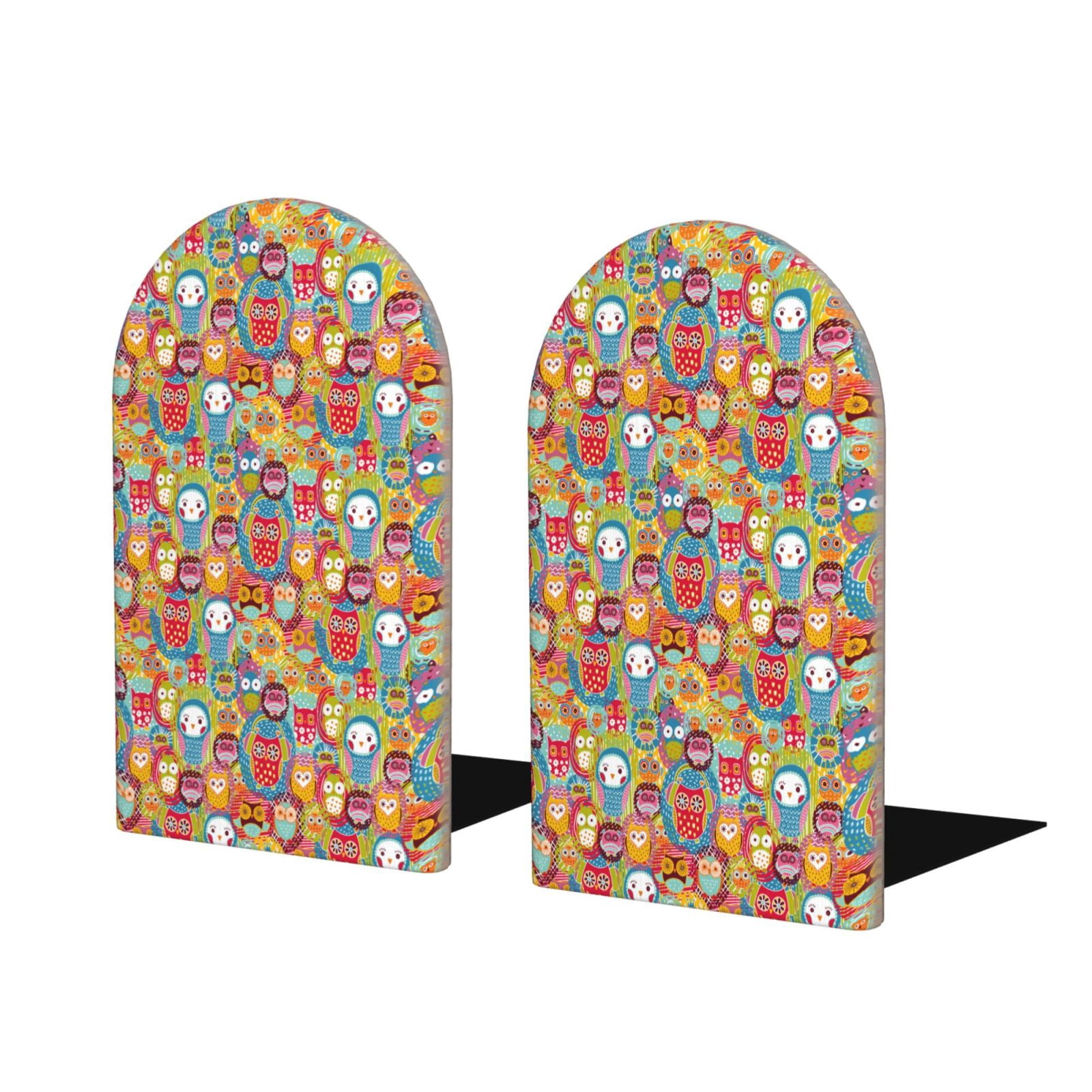 Sikiie Boho Cute Owls Bookends 1 Pair, Wood Bookends for Shelves, Book ...