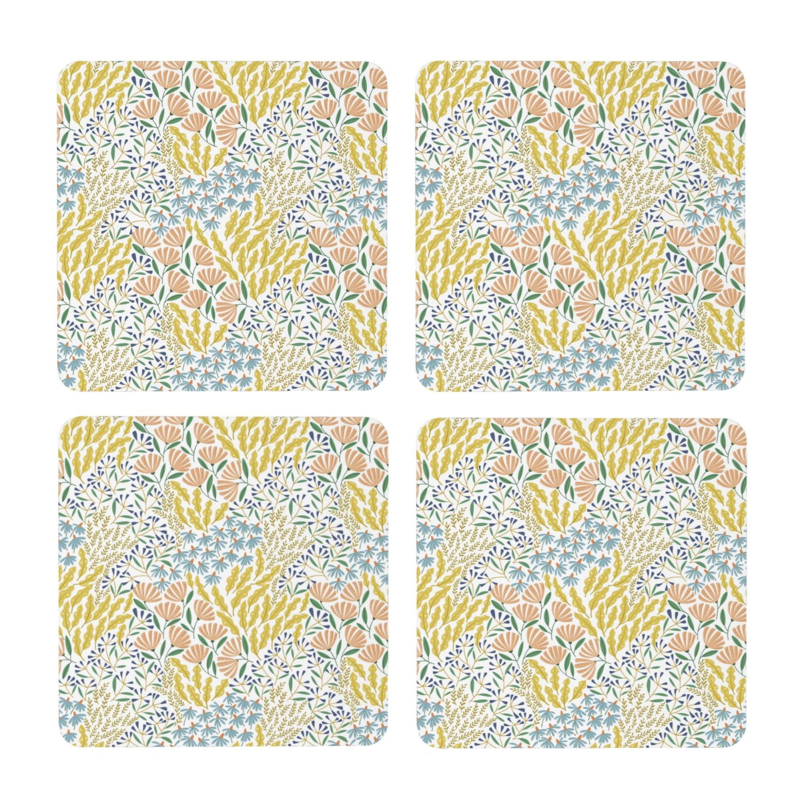 Sikiie Boho MDF Cork Coaster 4 Pcs - Absorbent Beverage Coasters for ...