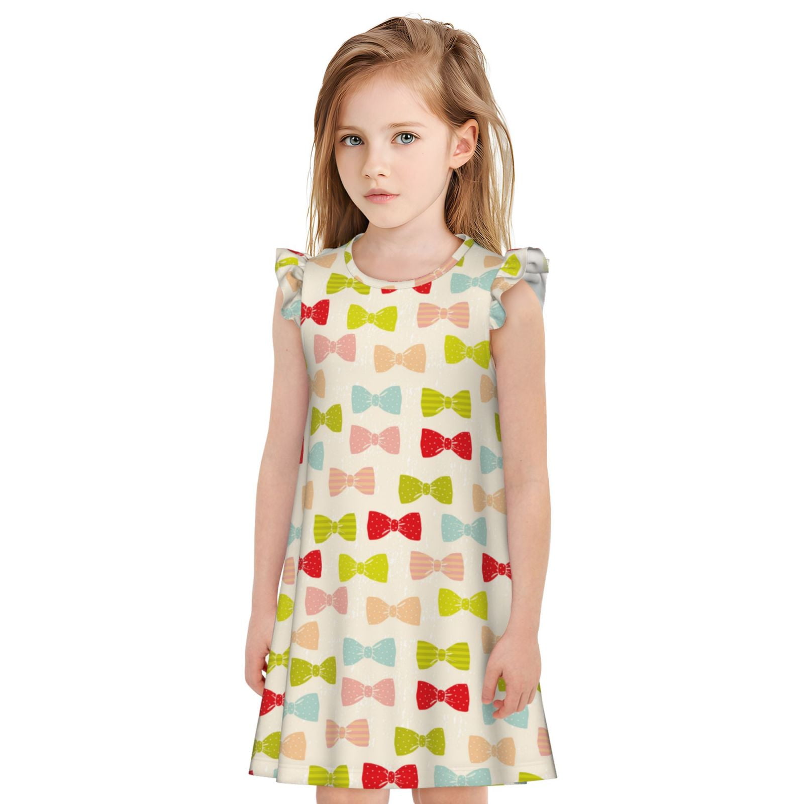 Sikiie Bow Ties Print Girls Nightgowns, Girls Pajamas, Short Sleeves ...