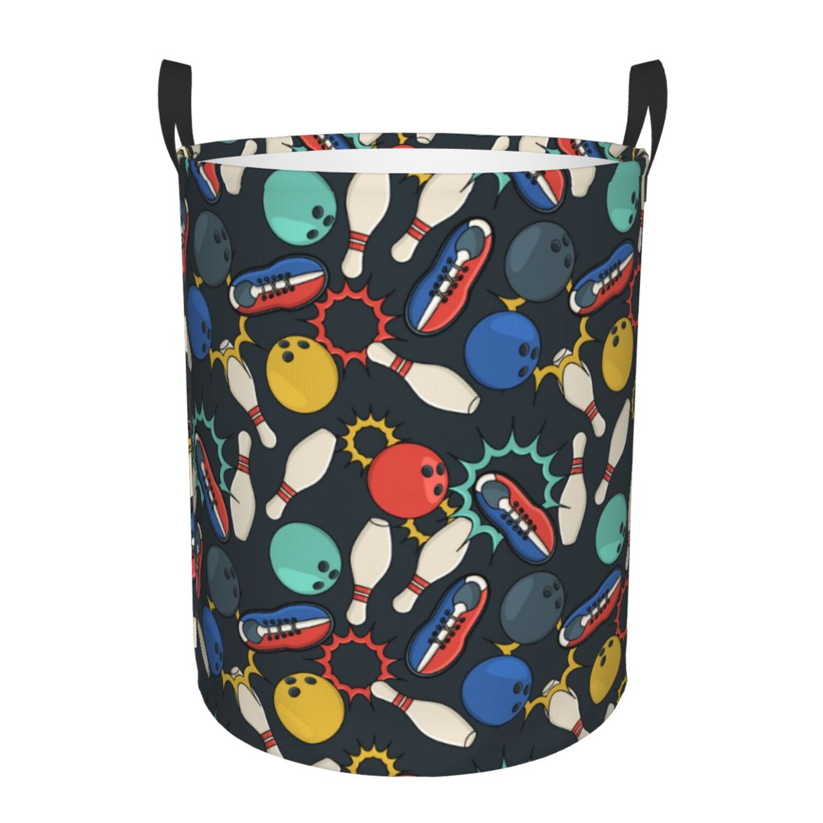 Sikiie Bowling Ball Print Round Dirty Clothes Basket, Waterproof ...