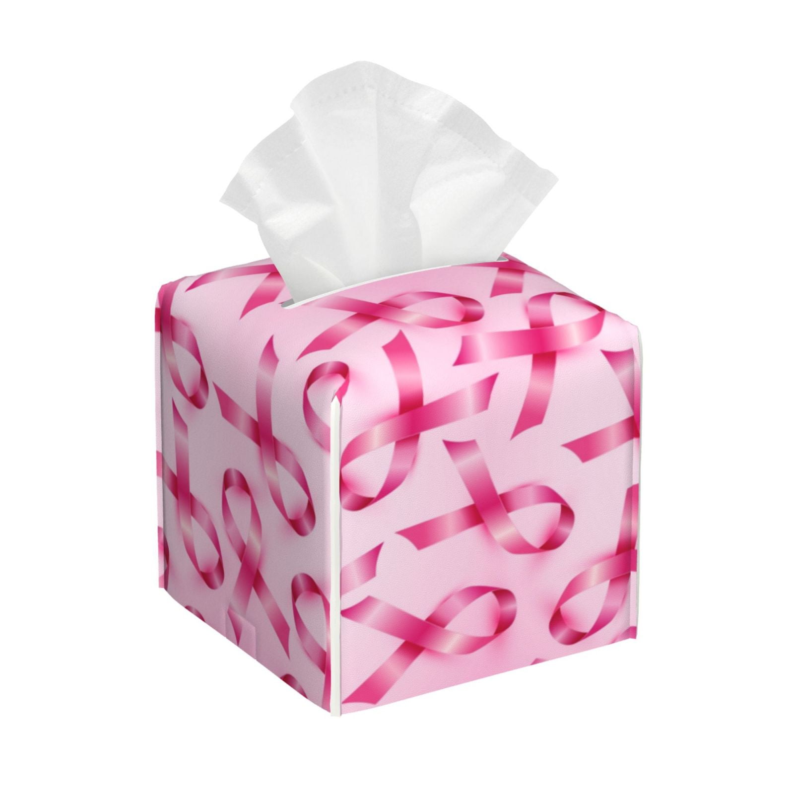 Sikiie Breast Cancer Ribbons Awareness Leather Tissue Box Cover Square ...