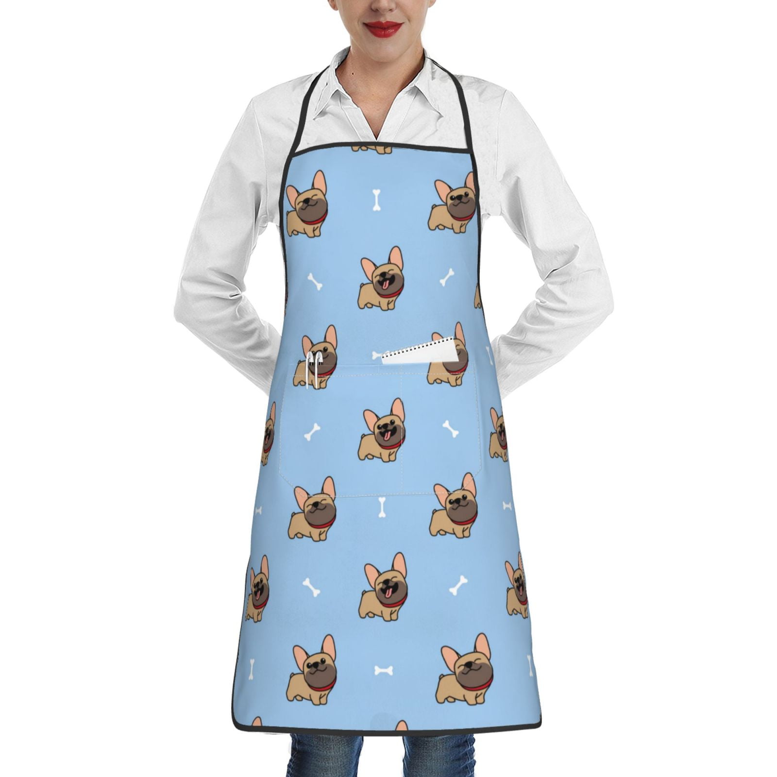 Sikiie Brown French Bulldog Aprons for Kitchen Cooking Aprons, Chef ...
