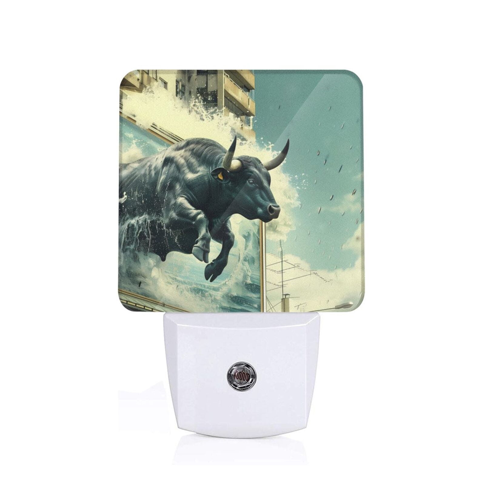 Sikiie Bull Charging Through Waves Led Night Light, Warm White,Cool ...