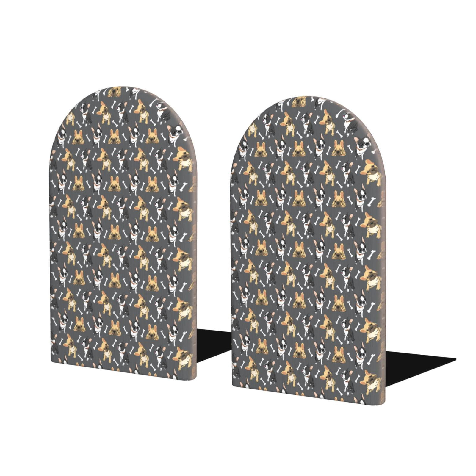 Sikiie Bulldog And BONES Bookends 1 Pair, Wood Bookends for Shelves ...