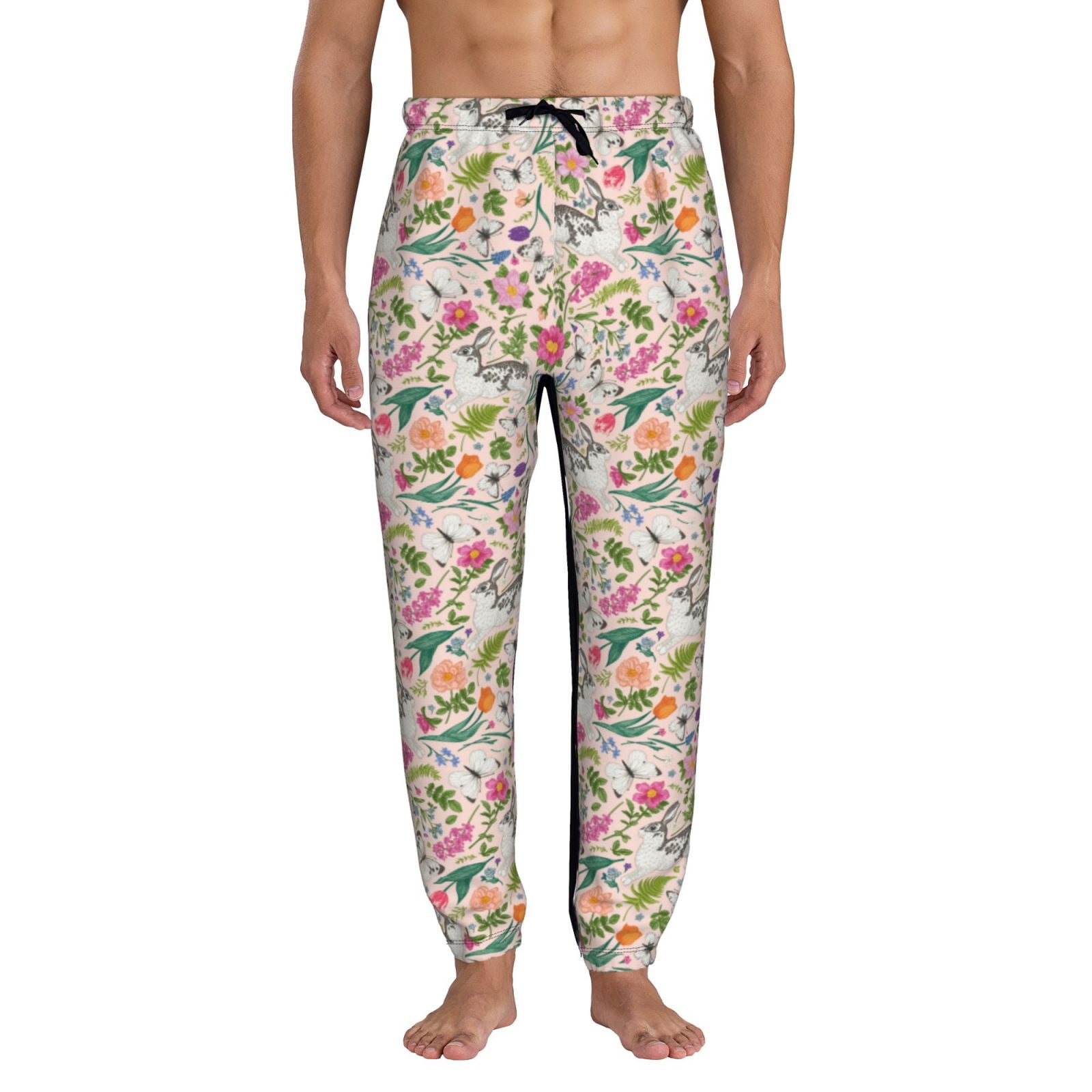 Sikiie Bunny Floral Mens Athletic Sweatpants, Mens Sweatpants,Workout ...
