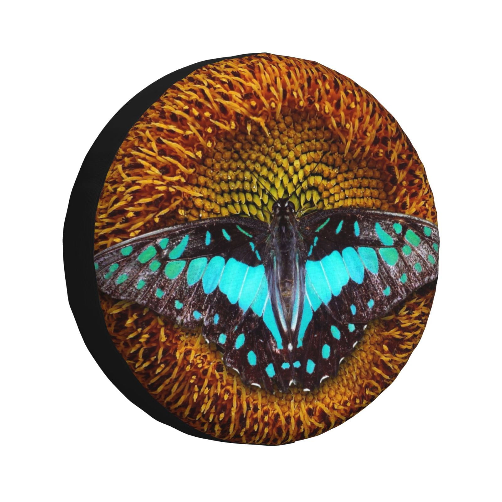 Sikiie Butterfly Alighted On Sunflowers PVC Leather Spare Tire Wheel ...