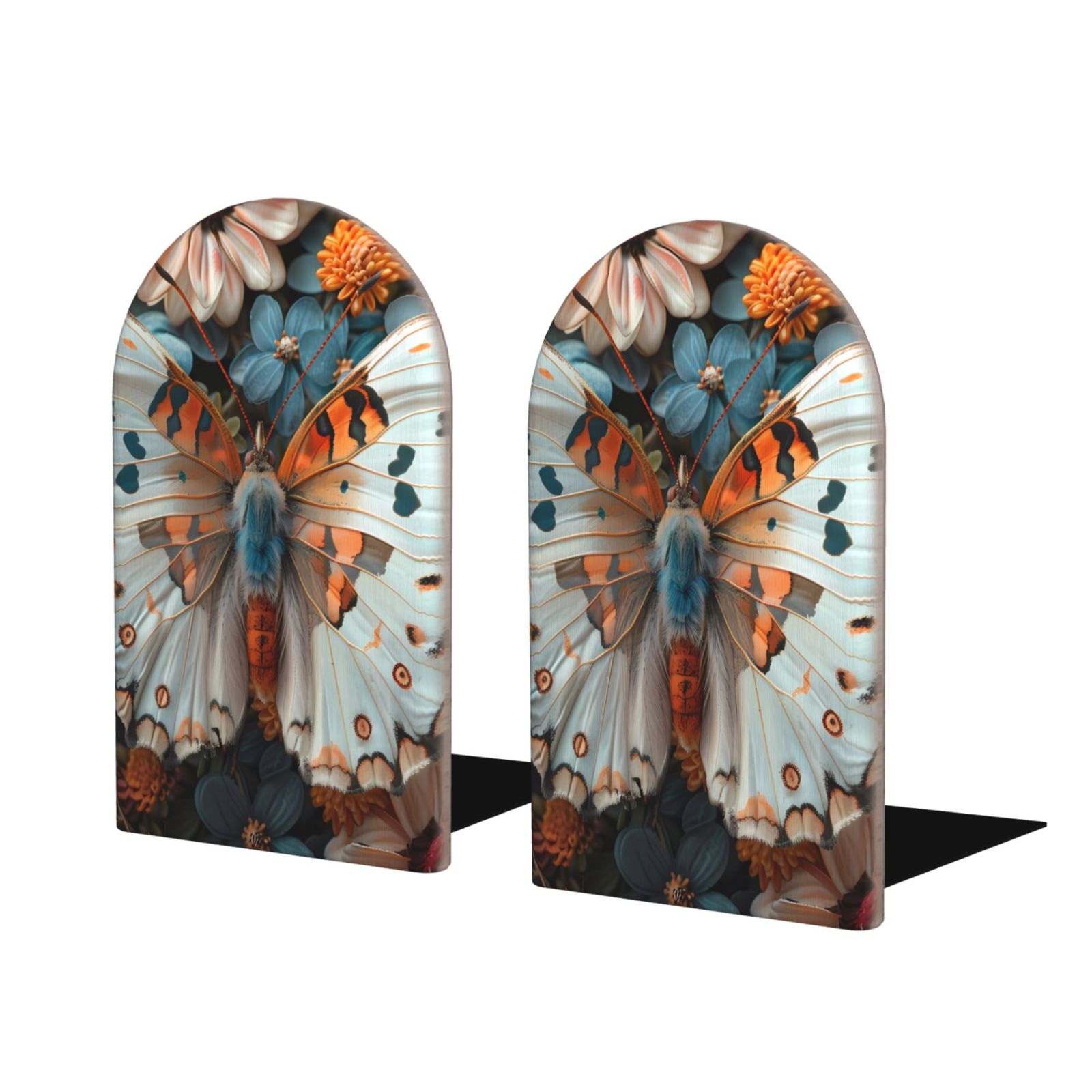 Sikiie Butterfly and Bloom Beauty Bookends 1 Pair, Wood Bookends for ...