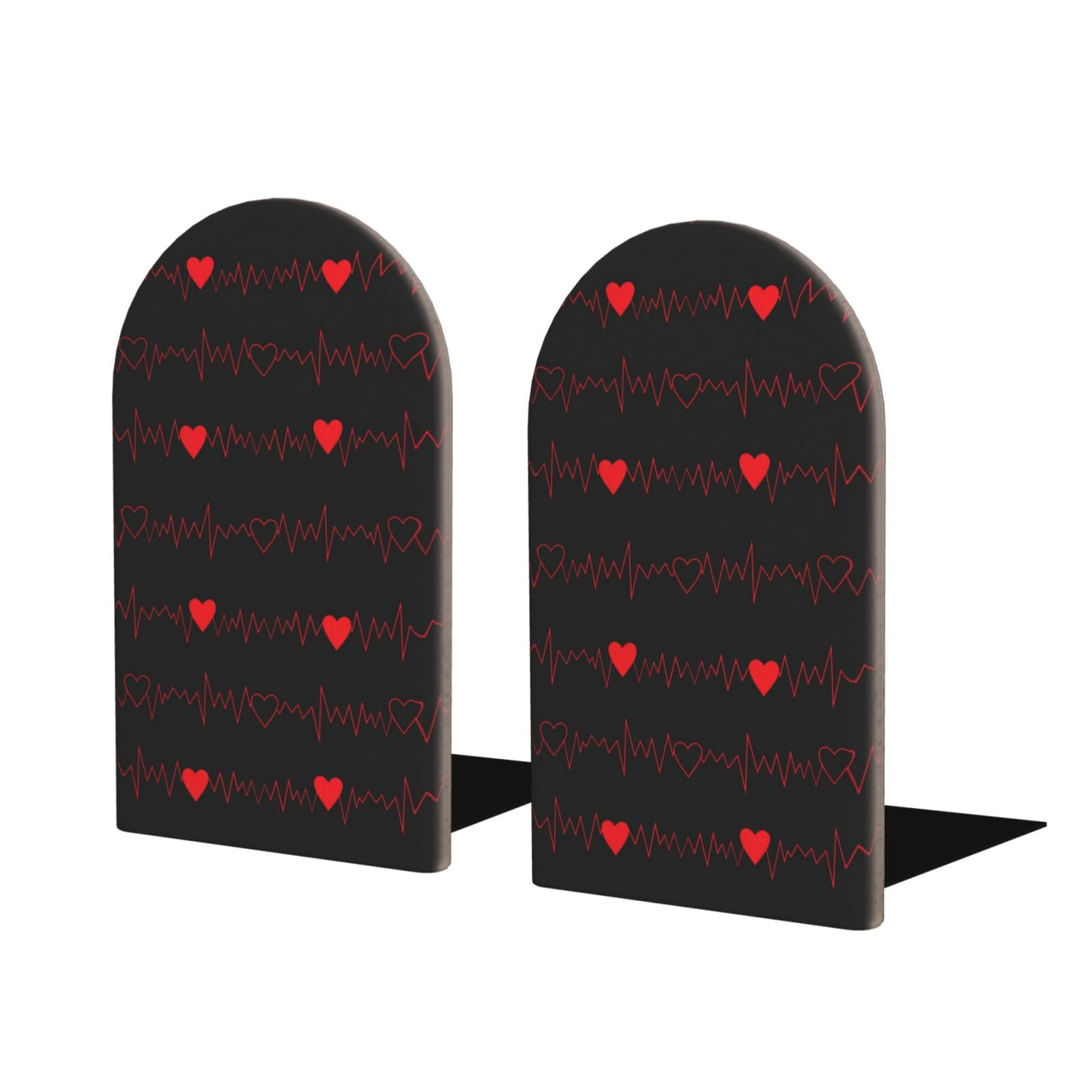 Sikiie Cardiogram and Heart Bookends 1 Pair, Wood Bookends for Shelves ...