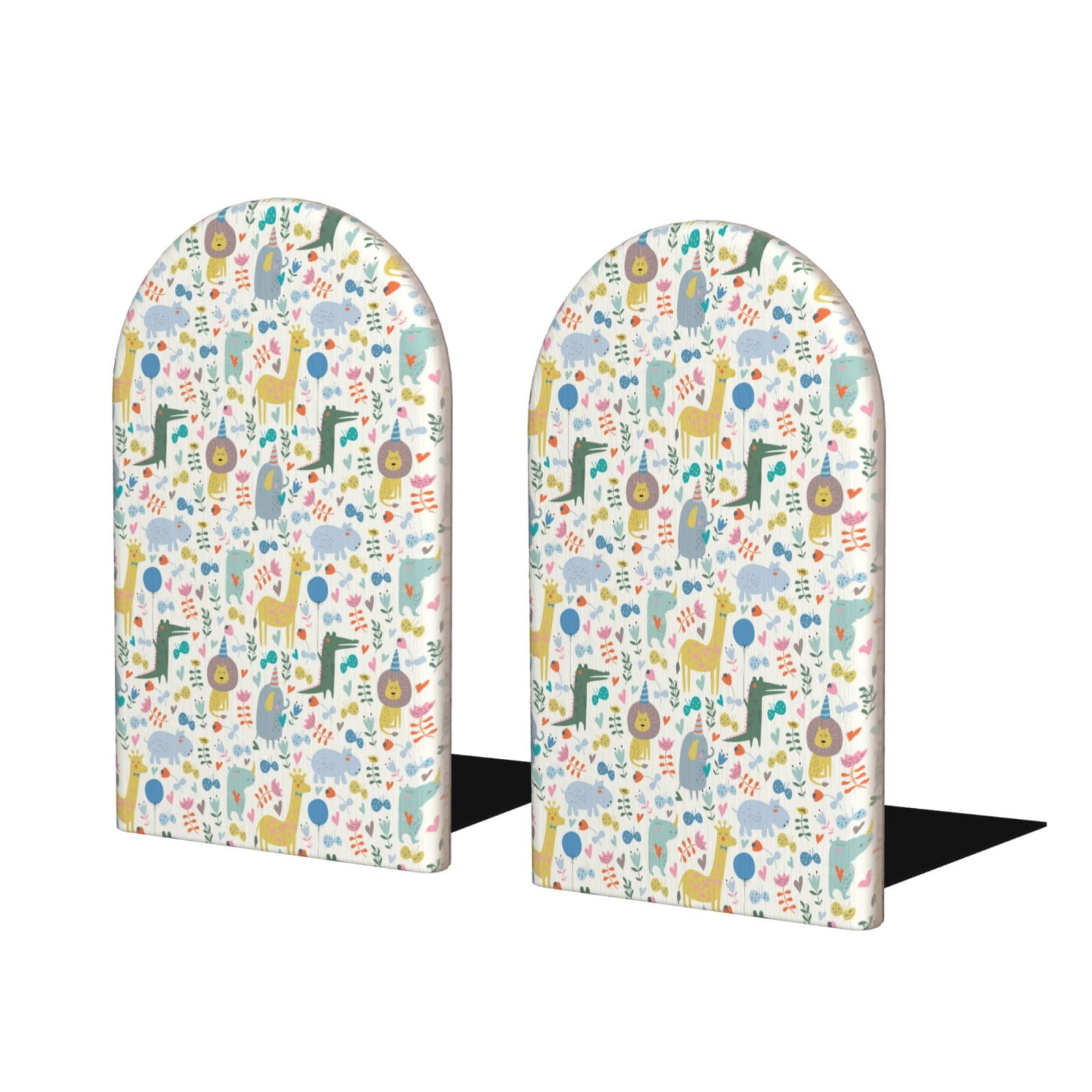 Sikiie Cartoon Animals Bookends 1 Pair, Wood Bookends for Shelves, Book ...