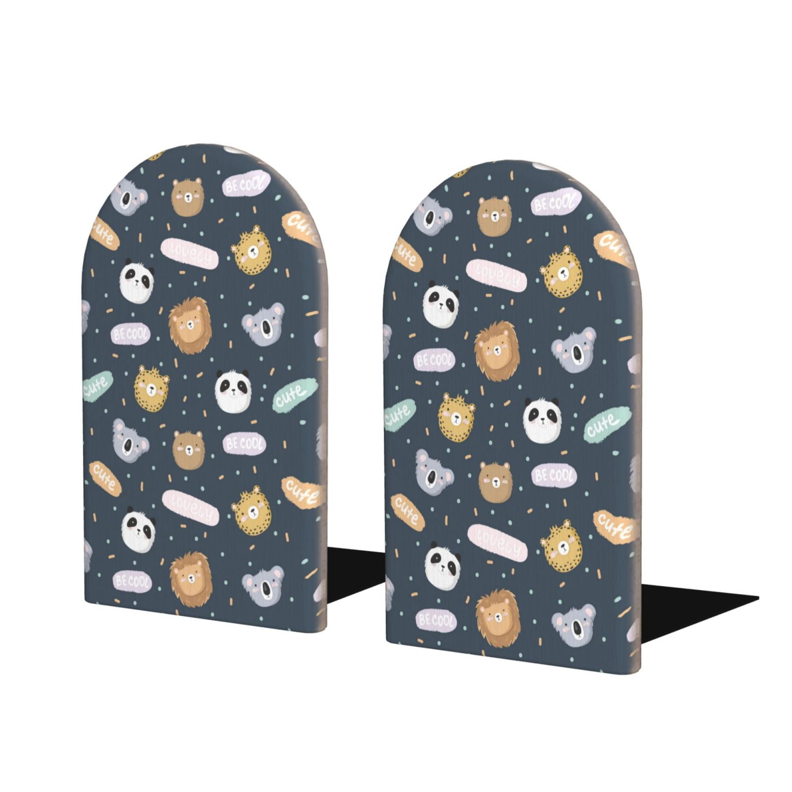 Sikiie Cartoon Animals Bookends 1 Pair, Wood Bookends for Shelves, Book ...