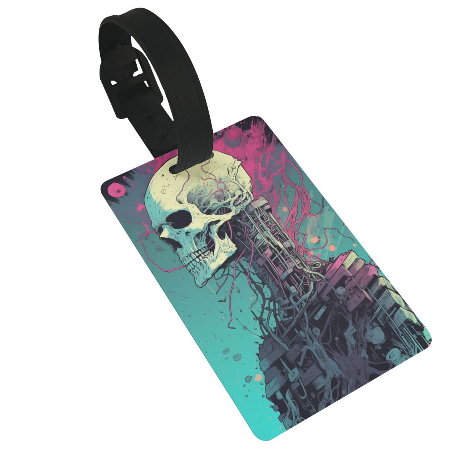 Sikiie Cartoon Art Skull Luggage Tags Privacy Cover ID Label Suitcase ...