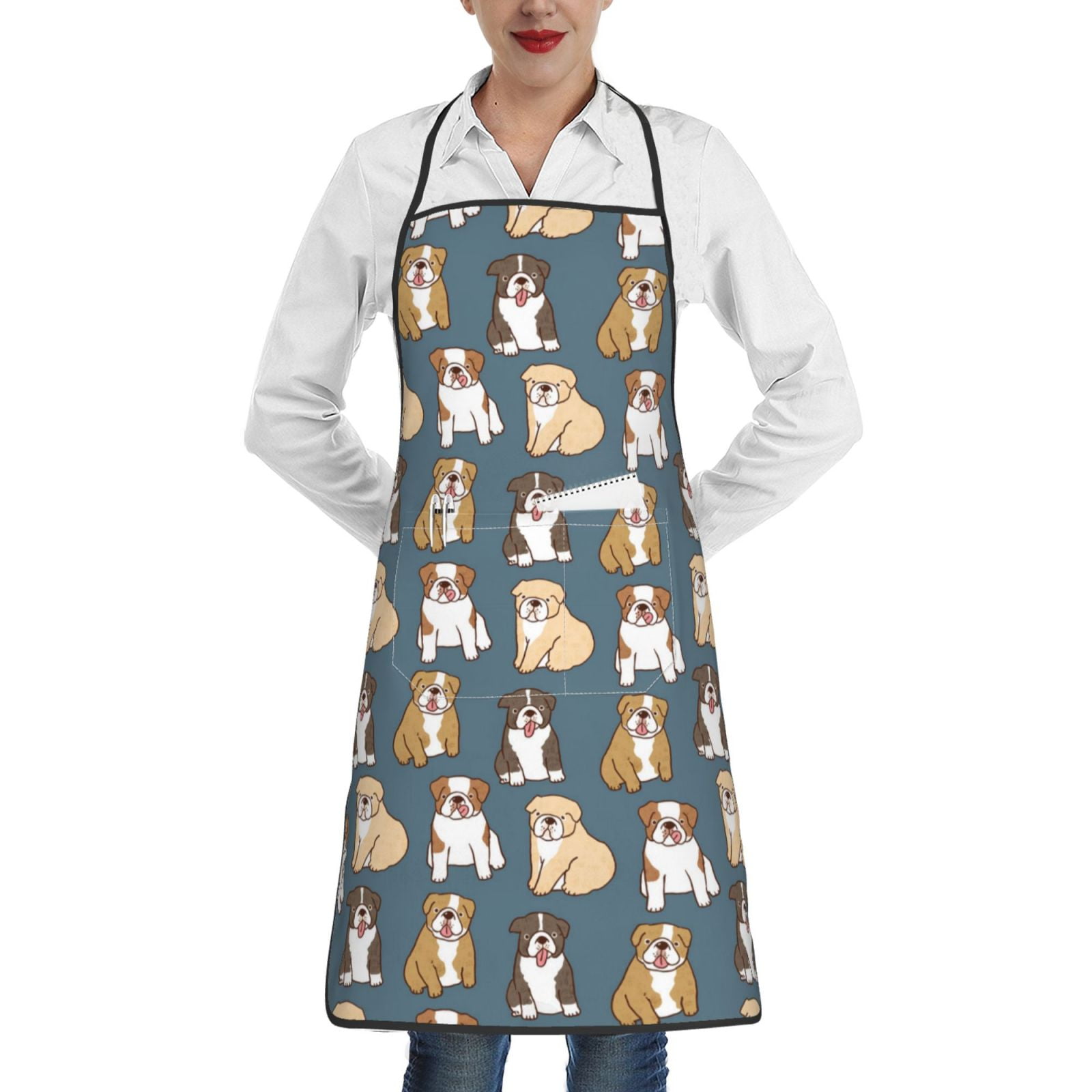 Sikiie Cartoon Bulldog 1 Aprons for Kitchen Cooking Aprons, Chef Apron ...