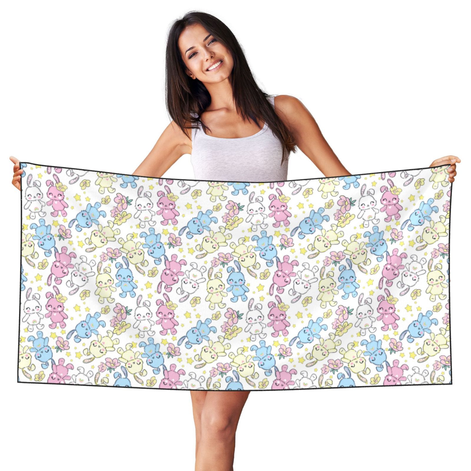 Sikiie Cartoon Bunny Beach Towel for Women Men, Pool Bath Beach Camping ...