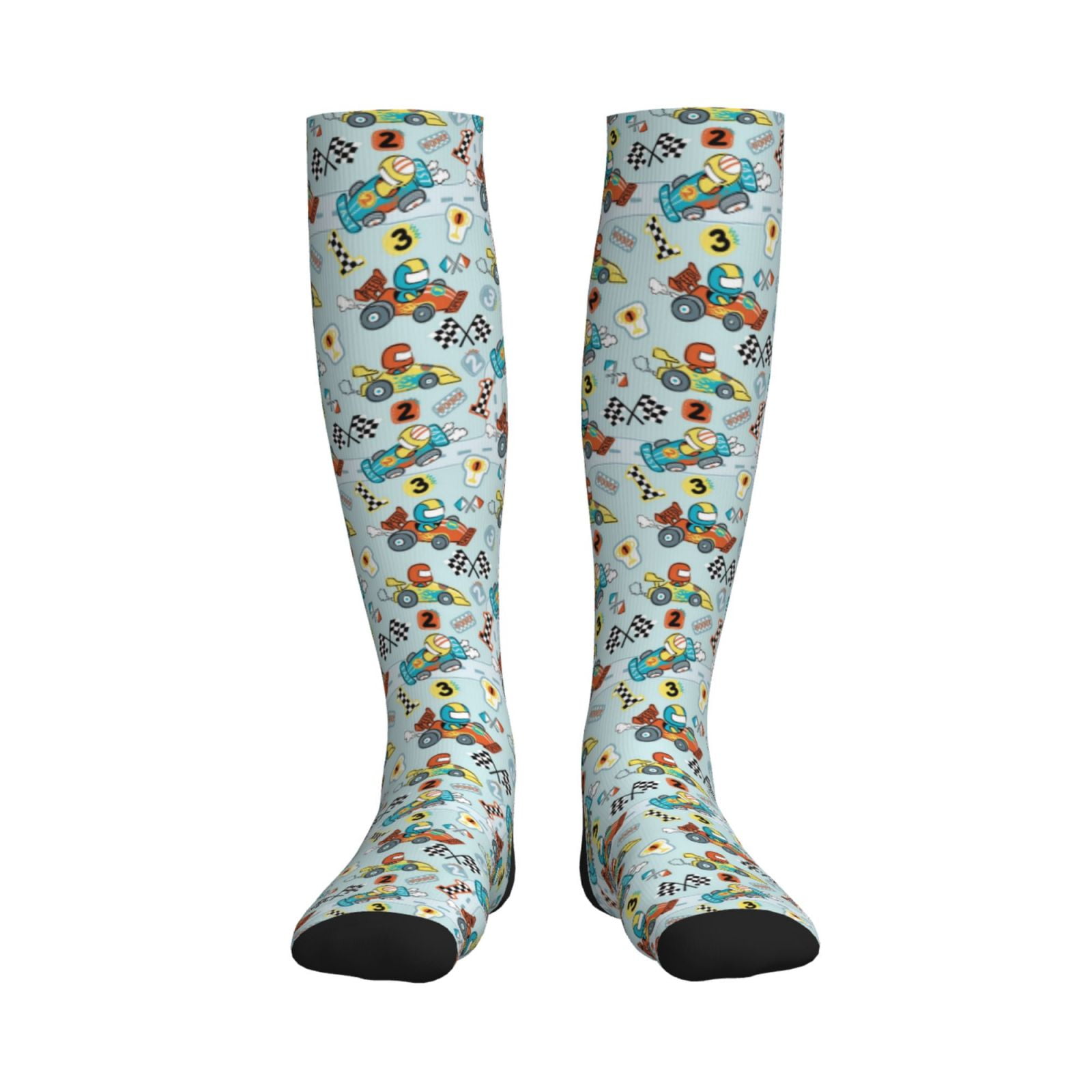Sikiie Cartoon Car Racing 1 Pairs Compression Socks for Men and Women ...