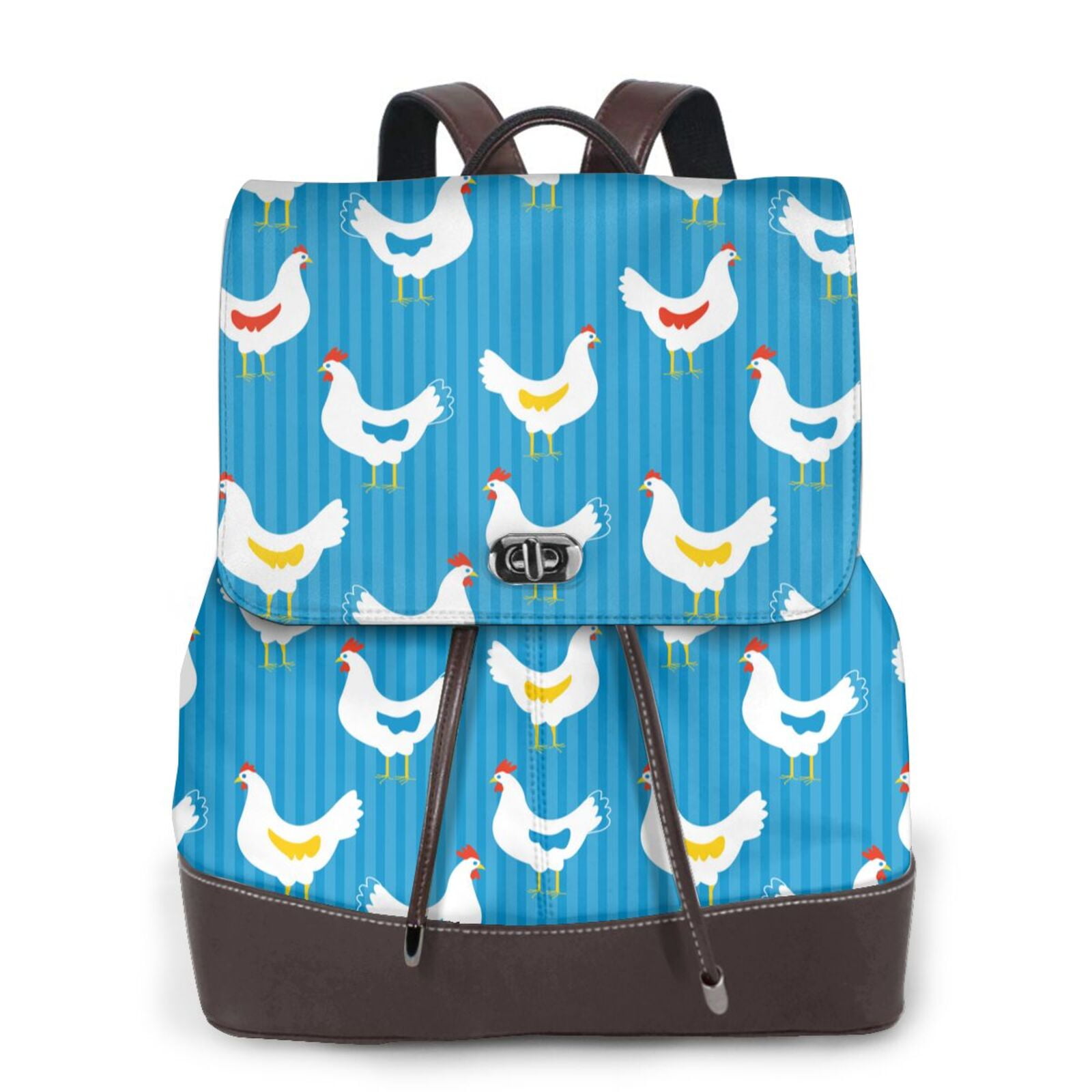 Sikiie Cartoon Chicken Women Genuine Leather Backpack Fashion Rucksack ...