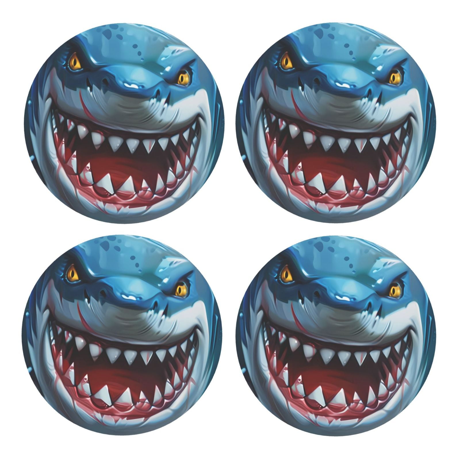 Sikiie Cartoon Cute Shark MDF Cork Coaster 4 Pcs - Absorbent Beverage ...