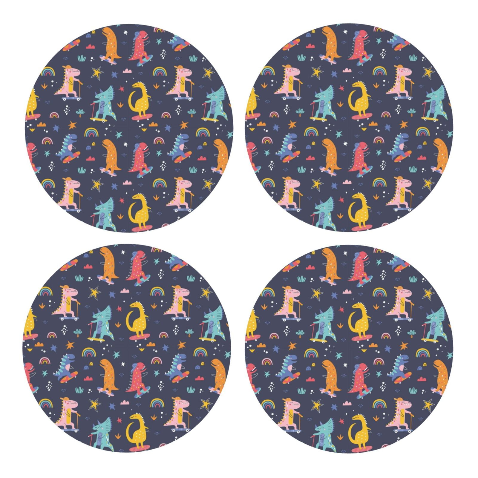 Sikiie Cartoon Dinosaur MDF Cork Coaster 4 Pcs - Absorbent Beverage ...