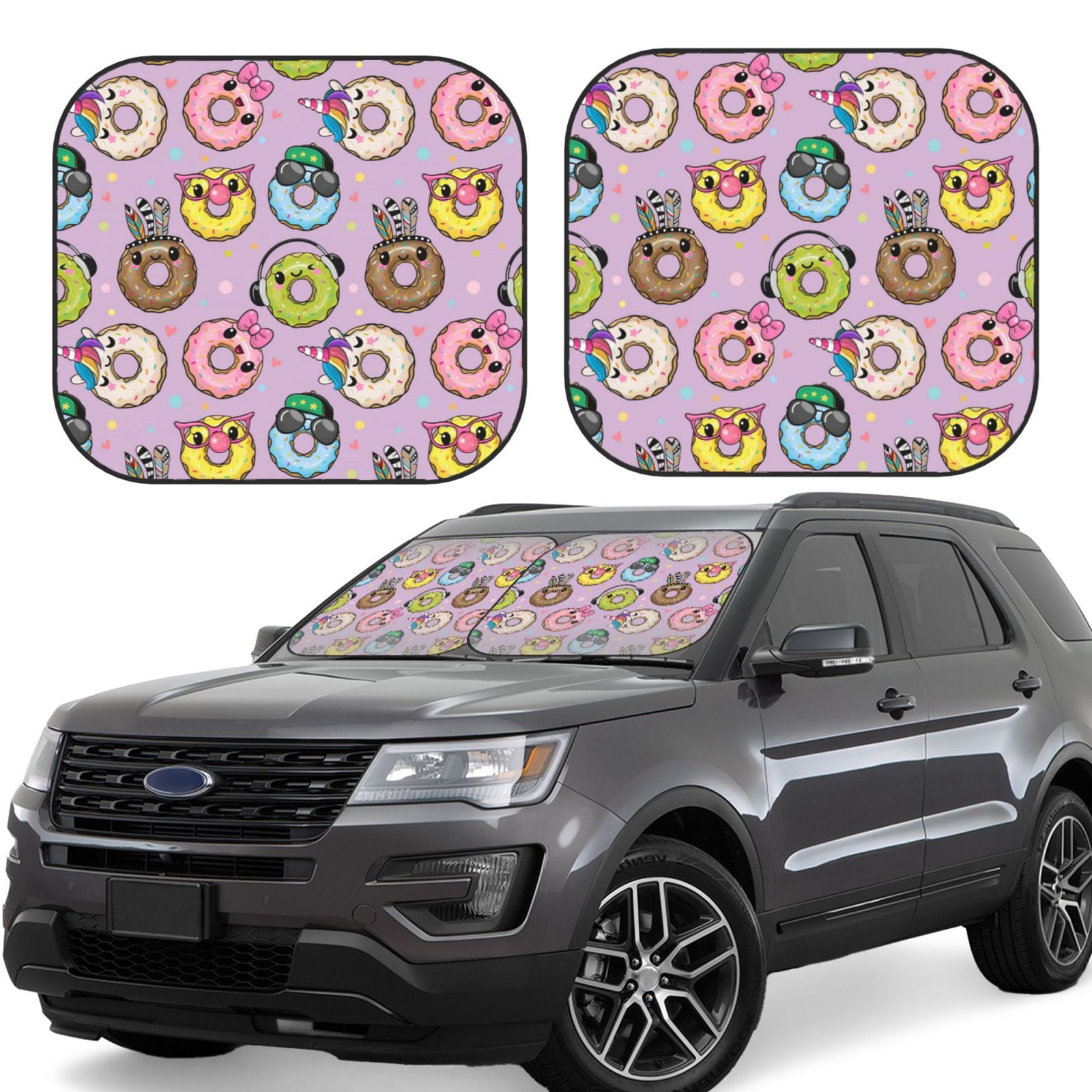 Sikiie Cartoon Donuts Print Foldable Car Windshield Sun Visor, Car ...