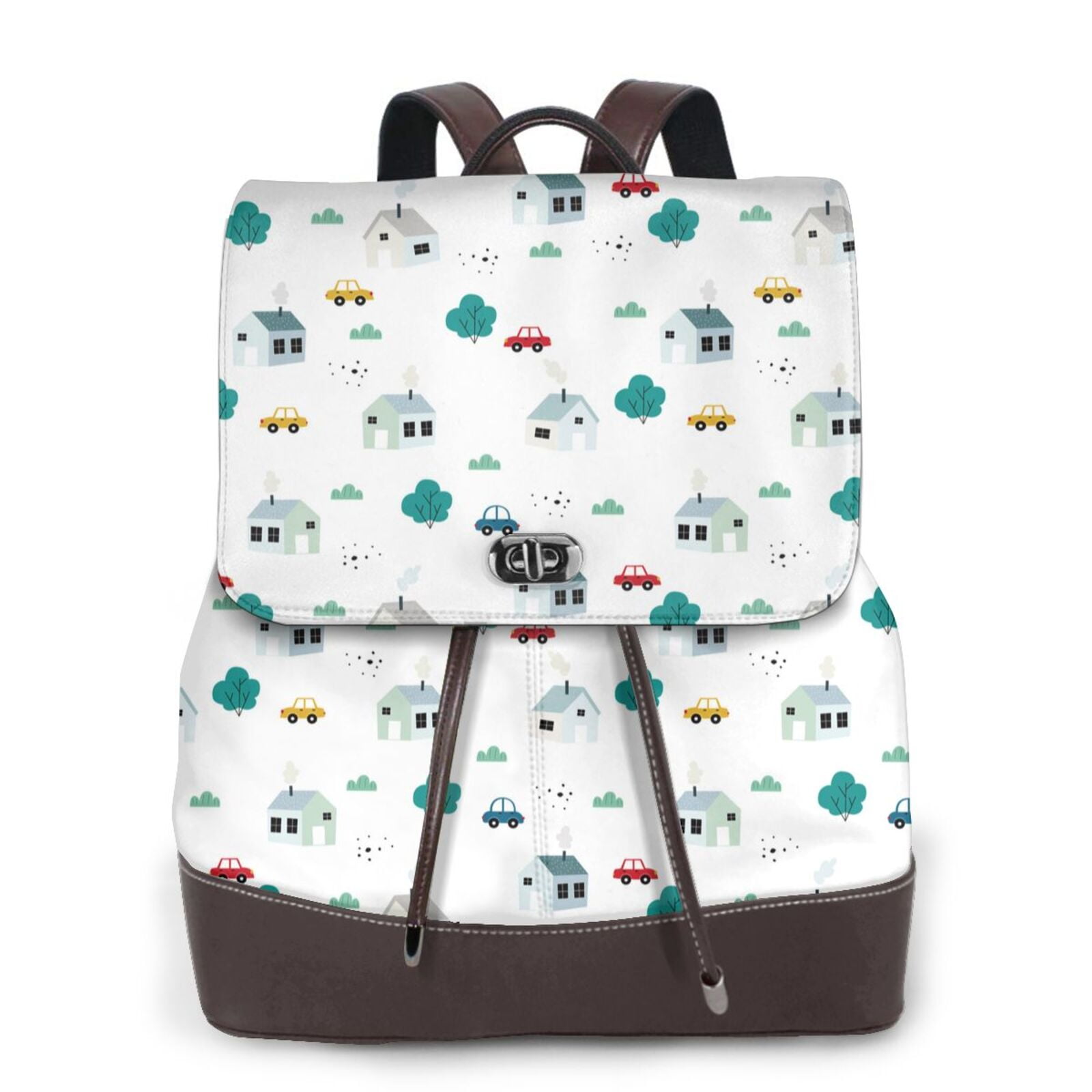 Sikiie Cartoon House Car Women Genuine Leather Backpack Fashion ...