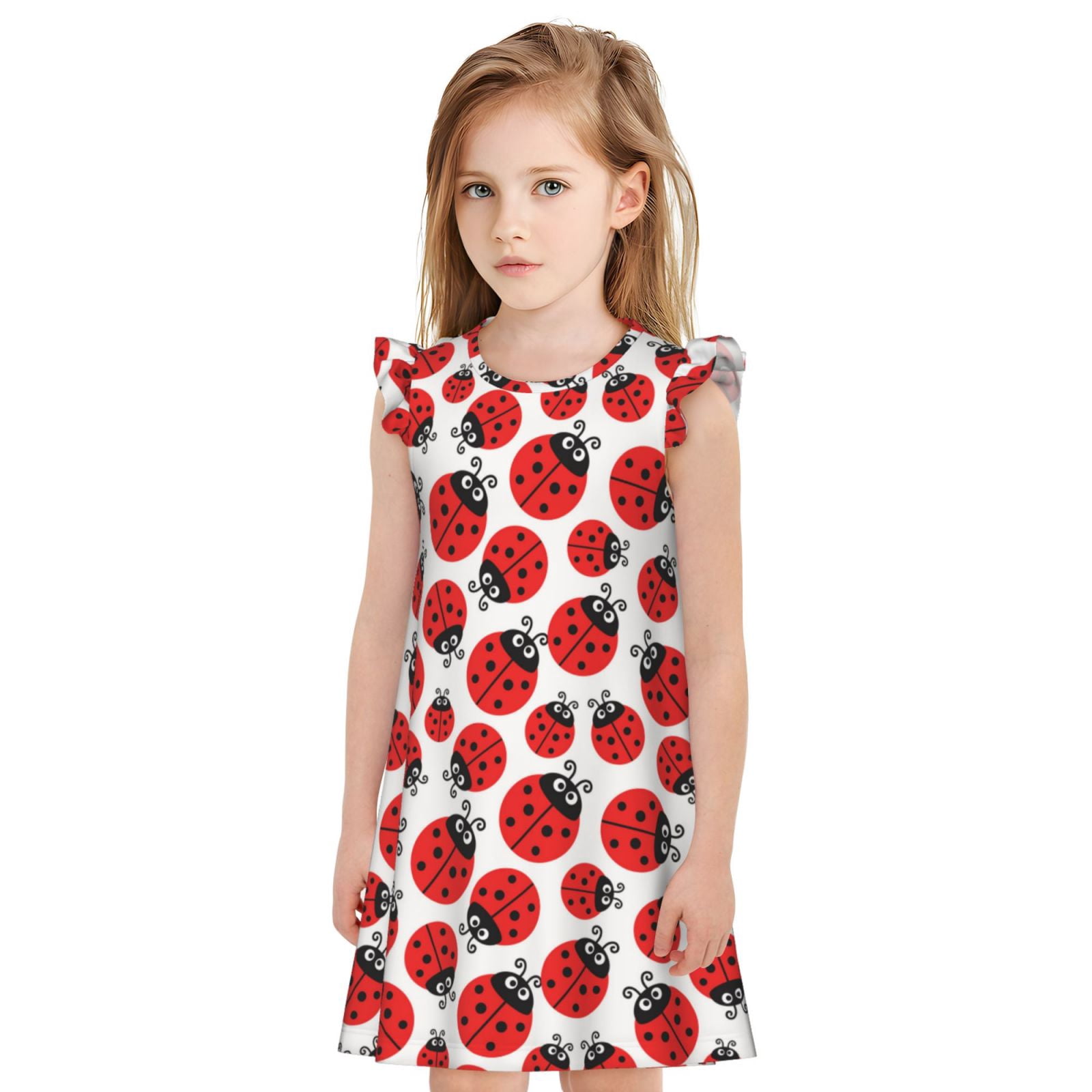 Sikiie Cartoon Ladybug Girls Nightgowns, Girls Pajamas, Short Sleeves ...