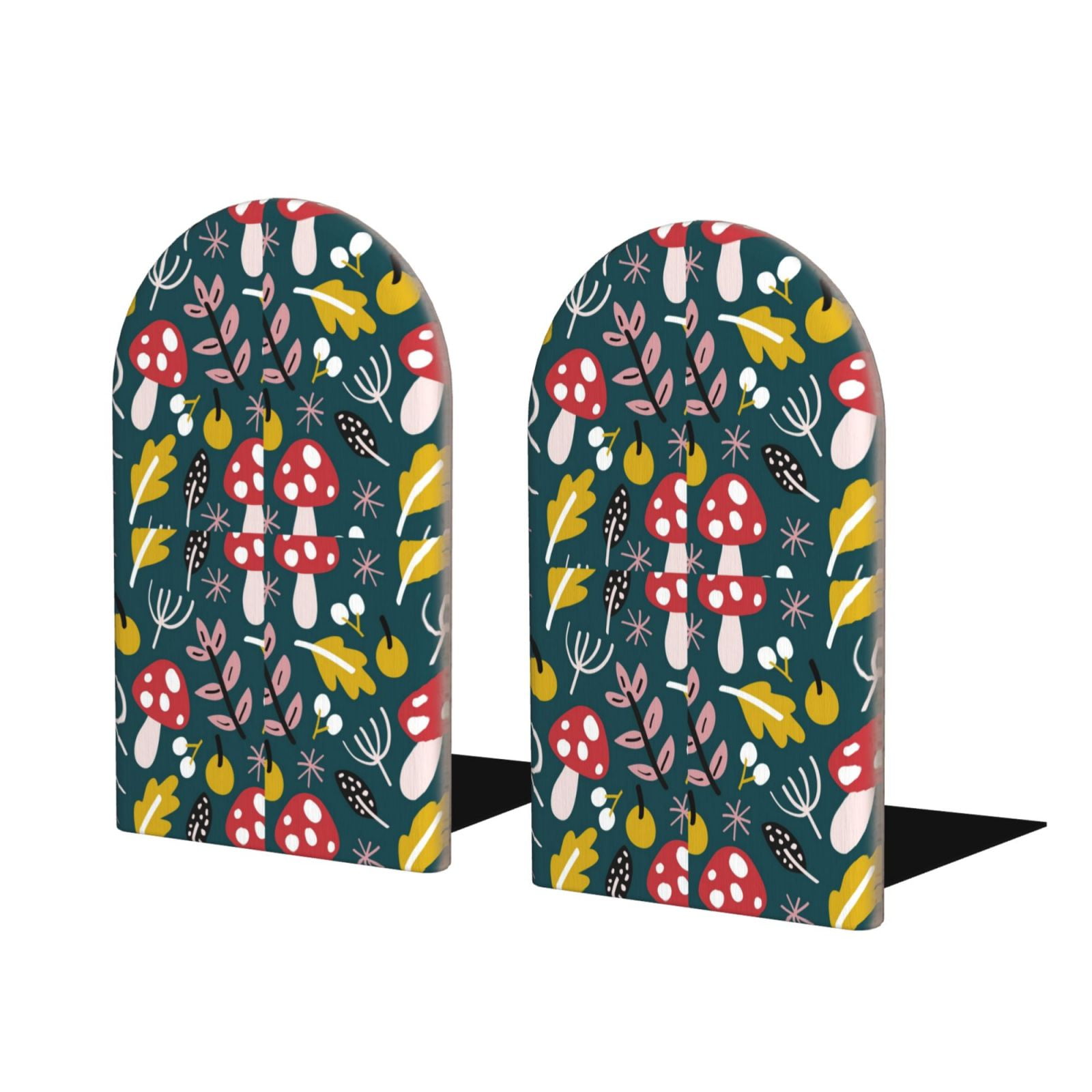 Sikiie Cartoon Leaf Mushroom Red Bookends 1 Pair, Wood Bookends for ...