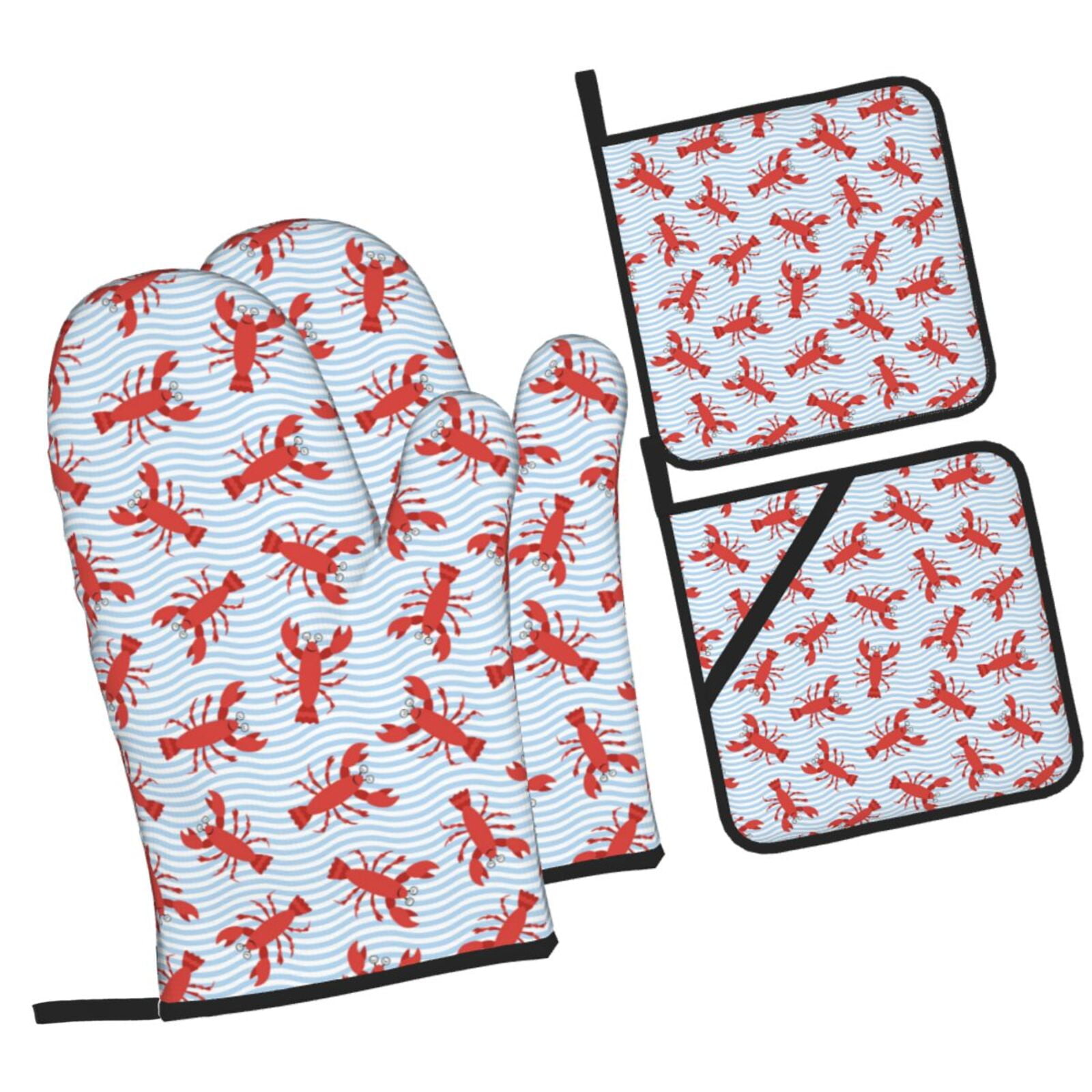 Sikiie Cartoon Lobsters 1 Oven Mitts and Pot Holders, Silicone Oven ...