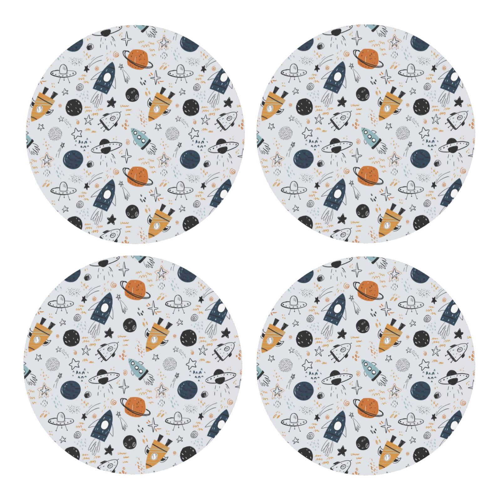 Sikiie Cartoon Planets MDF Cork Coaster 4 Pcs - Absorbent Beverage ...