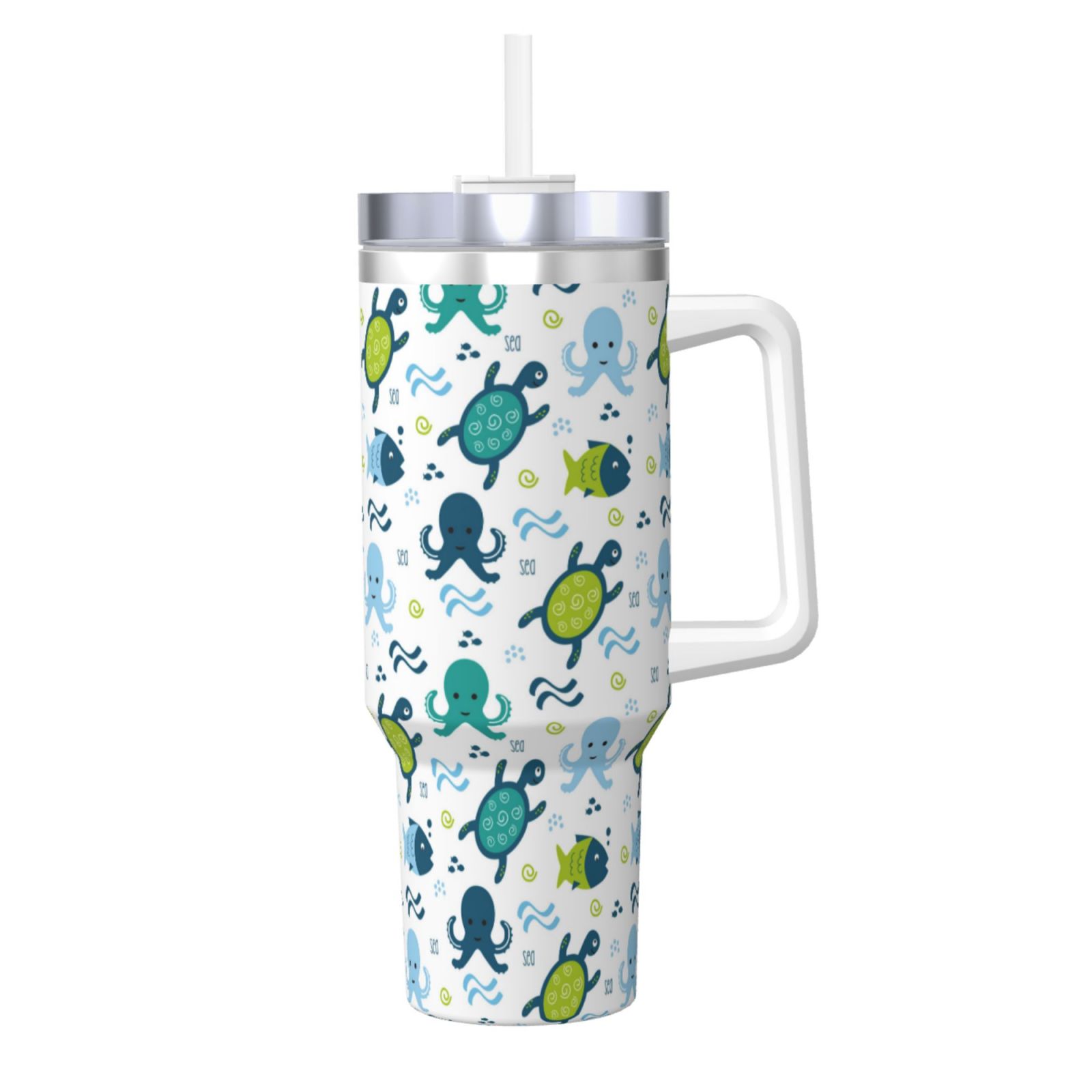 Sikiie Cartoon Sea Creatures Insulated Stainless Water Bottle Lid ...