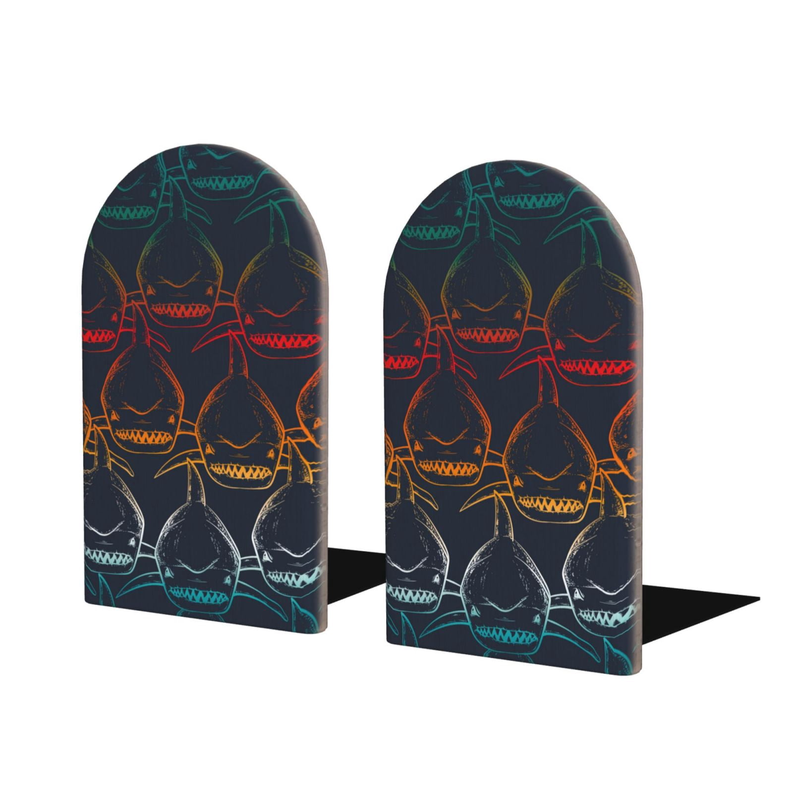 Sikiie Cartoon Sharks Bookends 1 Pair, Wood Bookends for Shelves, Book ...