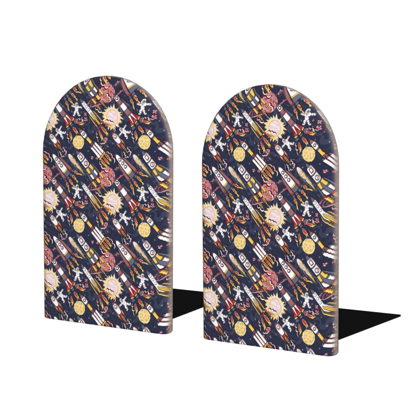 Sikiie Cartoon Space 1 Bookends 1 Pair, Wood Bookends for Shelves, Book ...