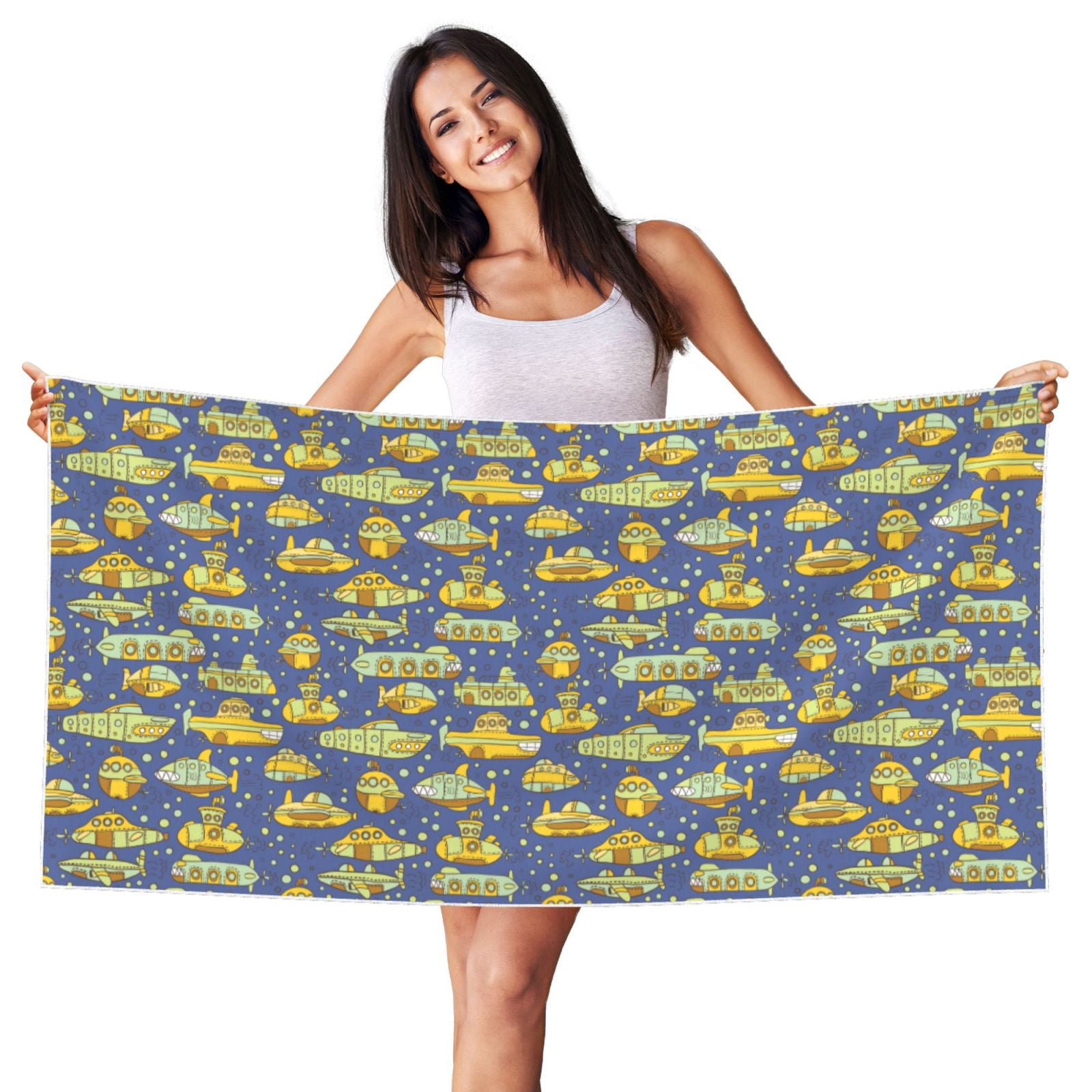 Sikiie Cartoon Submarines Beach Towel for Women Men, Pool Bath Beach ...