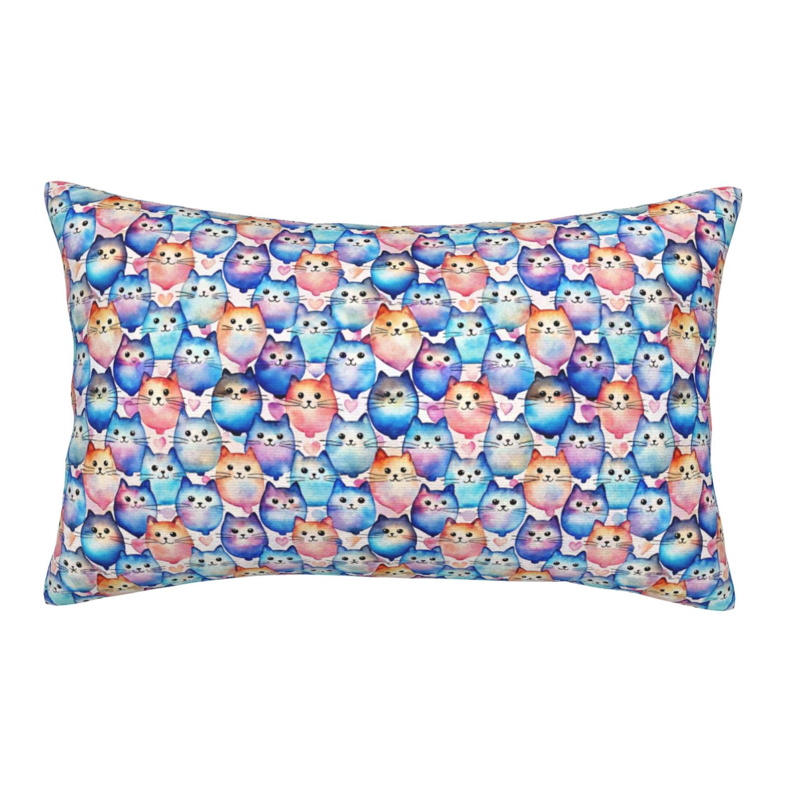 Sikiie Cartoon colorful cute cat Print Plush Pillow Cover, Wrinkle ...