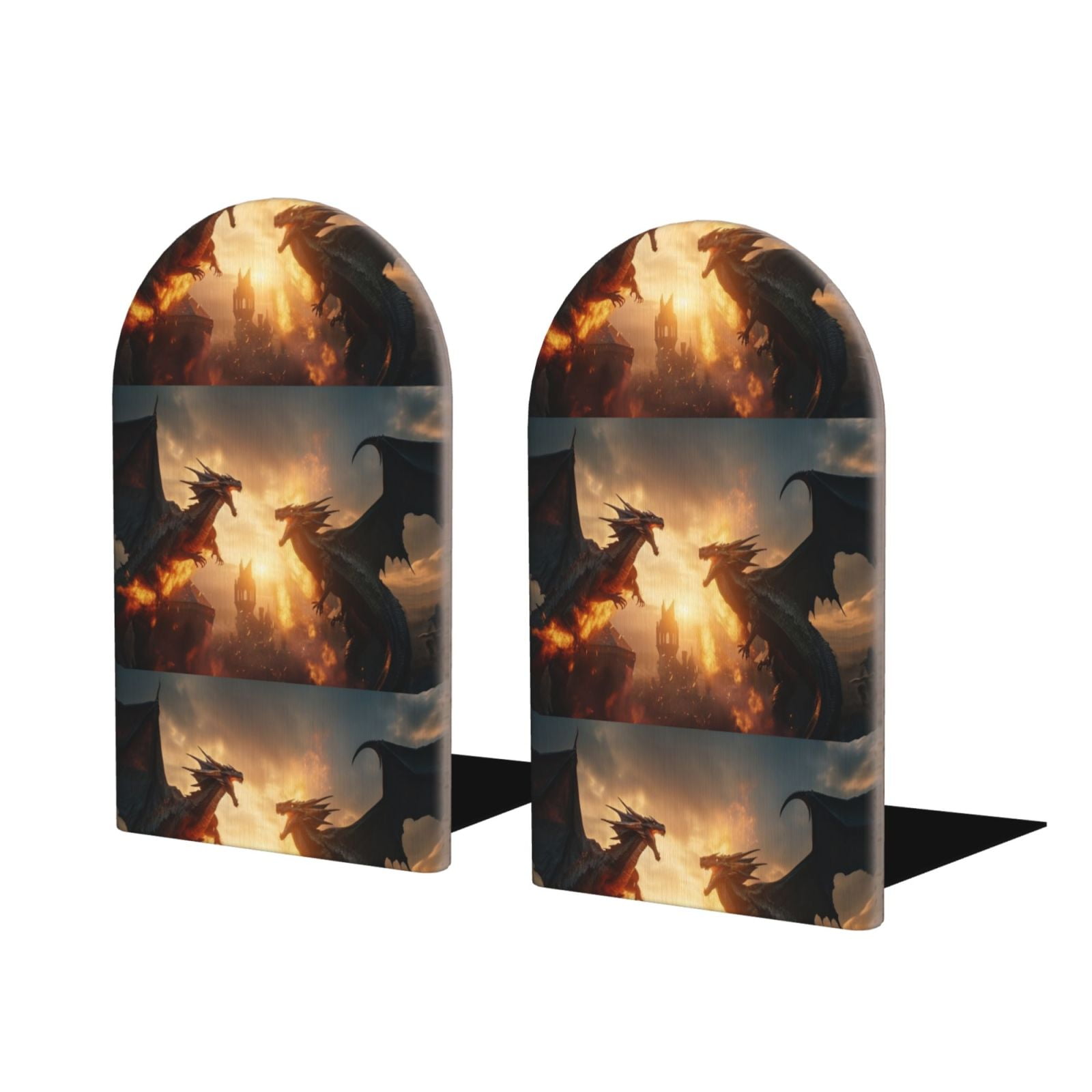 Sikiie Castle Cool Fire Dragon Bookends 1 Pair, Wood Bookends for ...