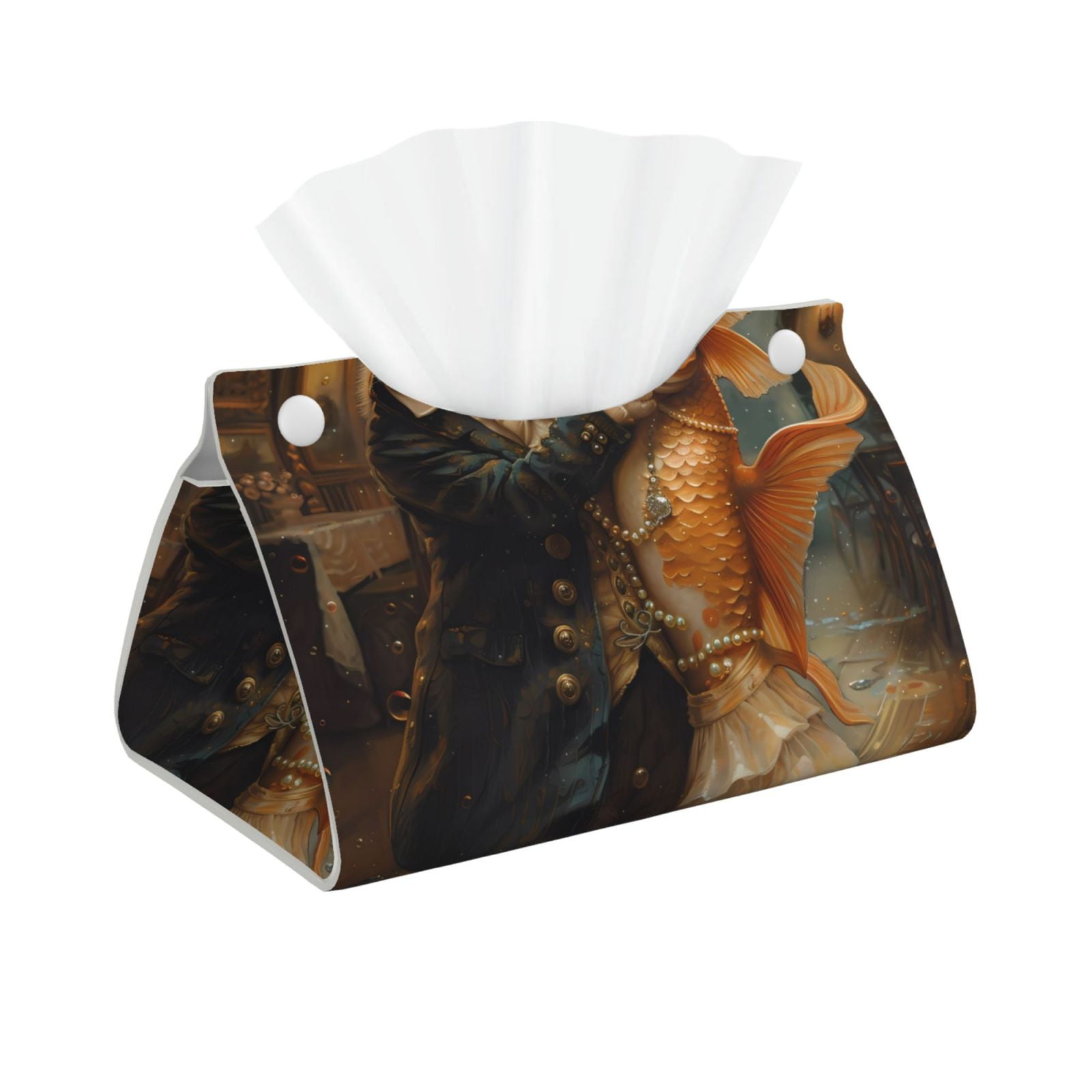 Sikiie Cat Fish Dance Vintage Leather Tissue Box Cover Rectangle, Long ...